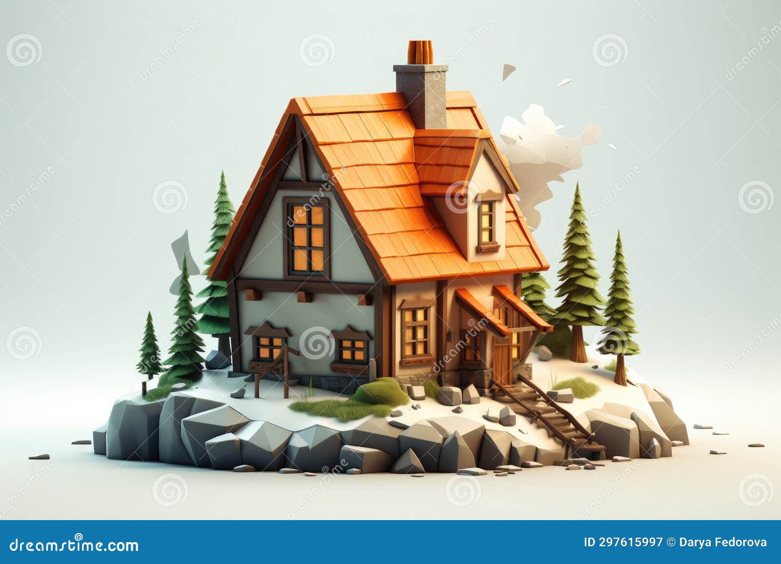 Beautiful Low Poly House on White Background Stock Illustration ...