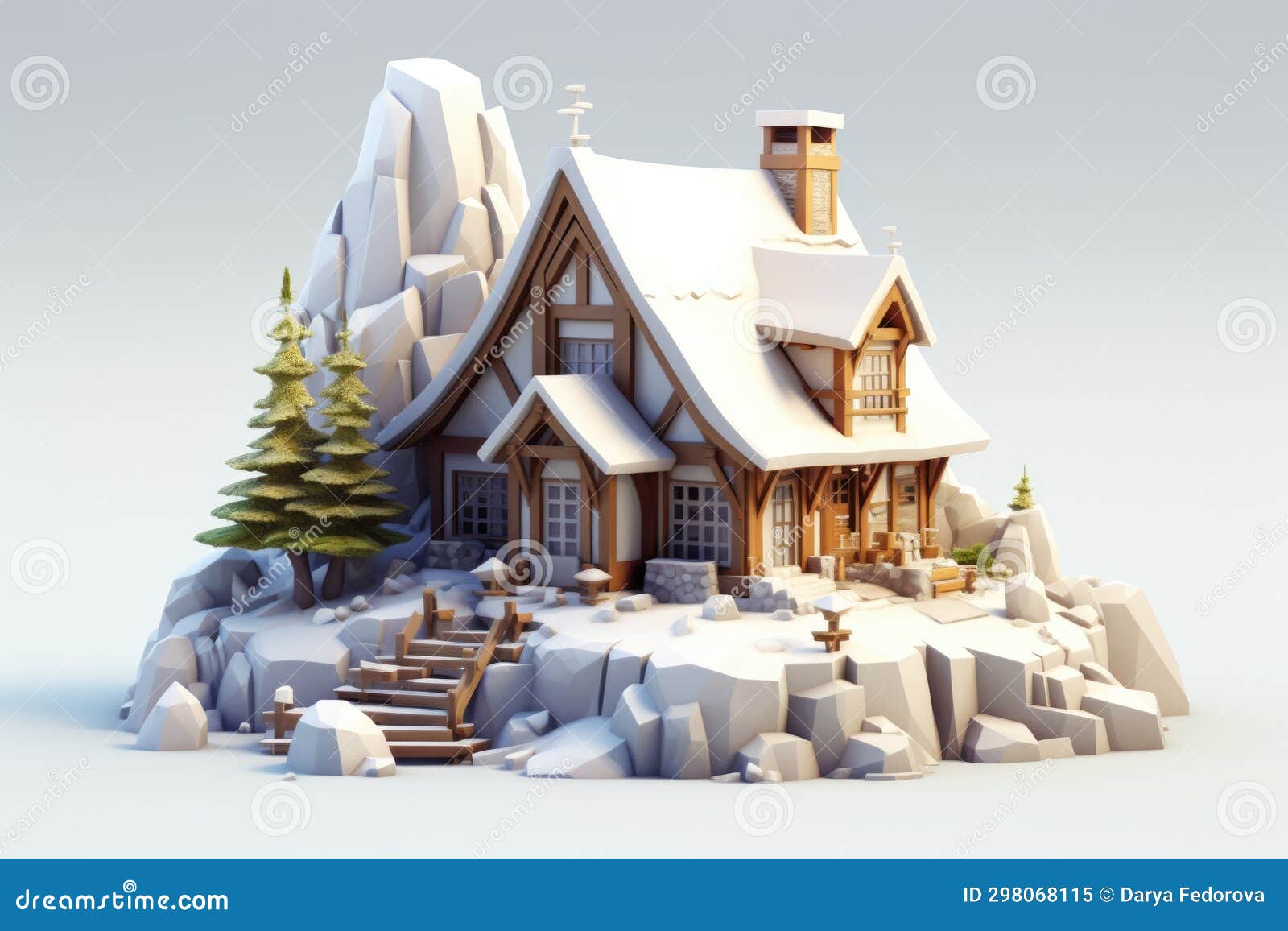 Beautiful Low Poly House on White Background Stock Illustration ...