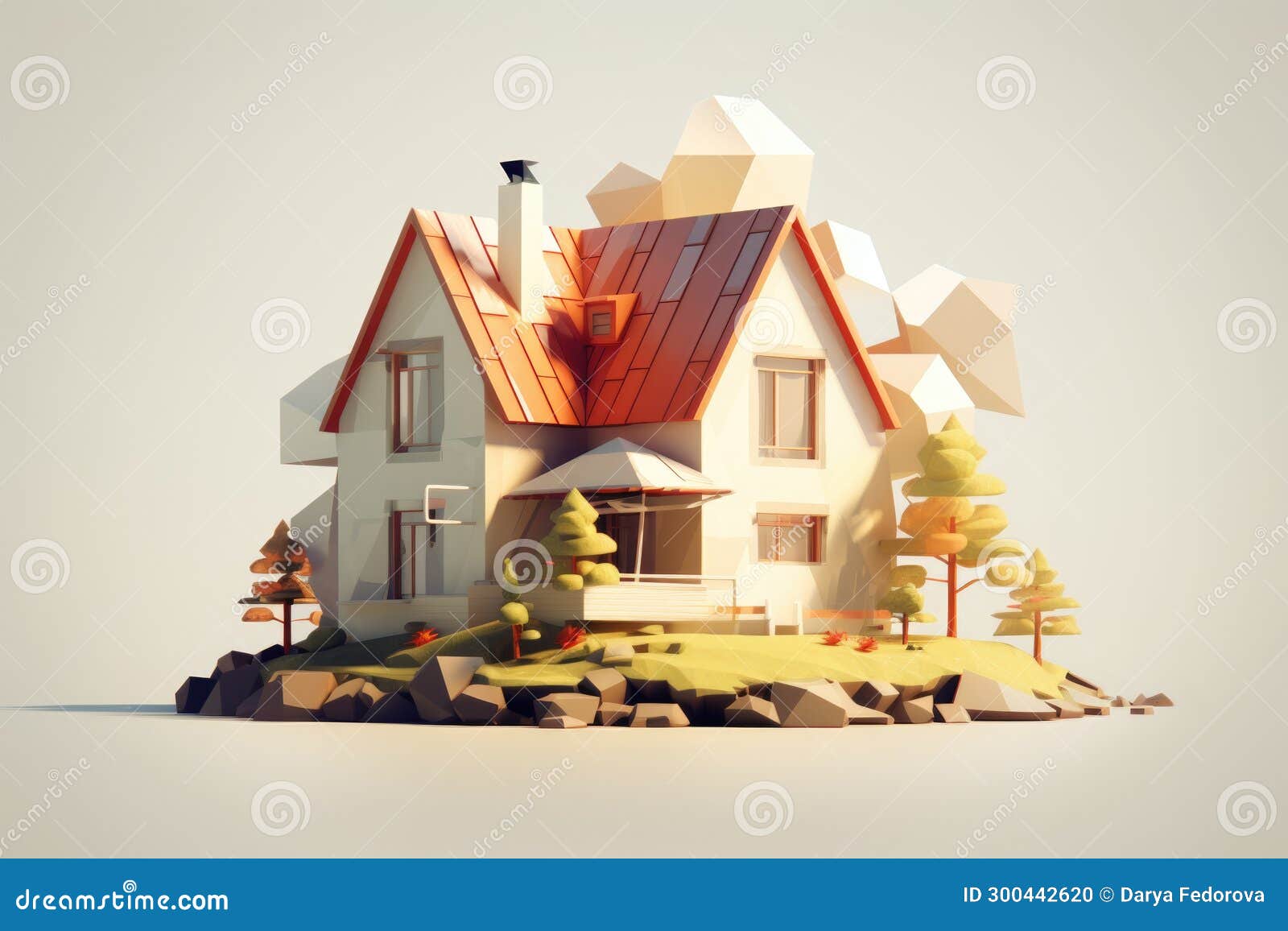 Beautiful Low Poly House on White Background Stock Illustration ...