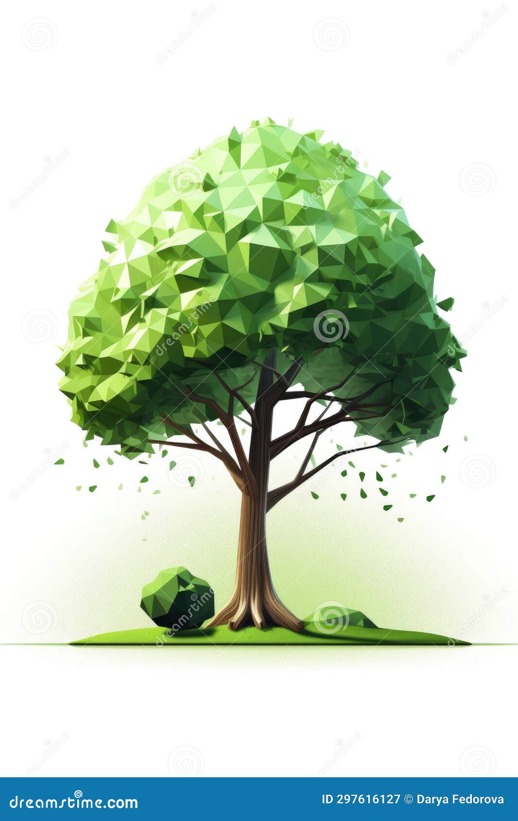 Beautiful Low Poly Tree on White Background. Stock Illustration ...