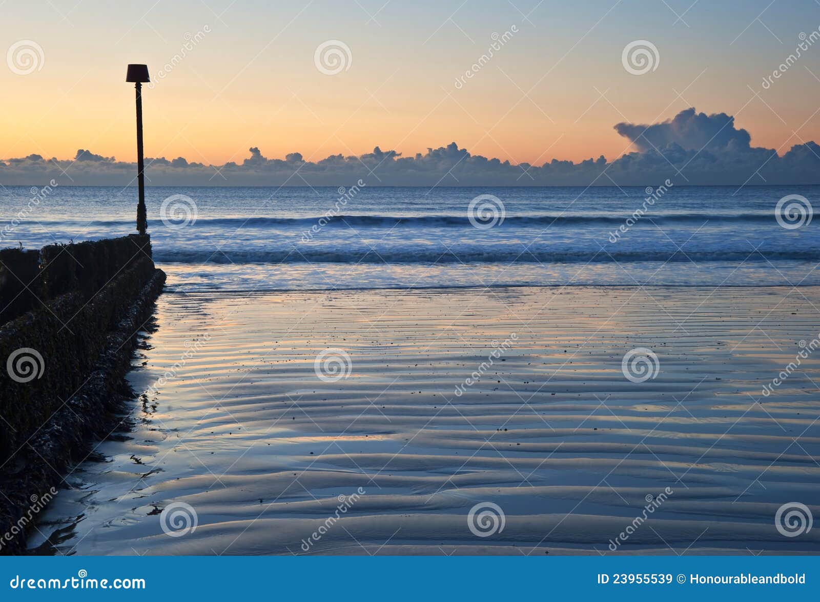 Beautiful Low Tide Beach Vibrant Sunrise Stock Image - Image of pool ...