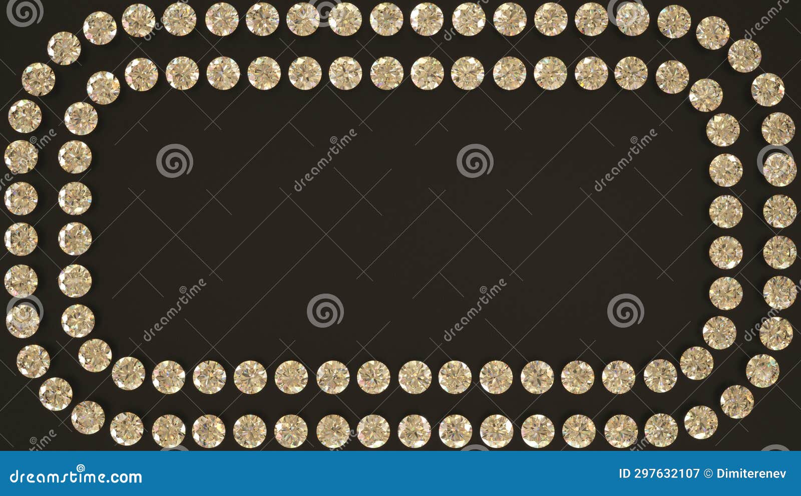 Beautiful Luxurious Frame Made with Two Rows of Diamonds on a Black ...