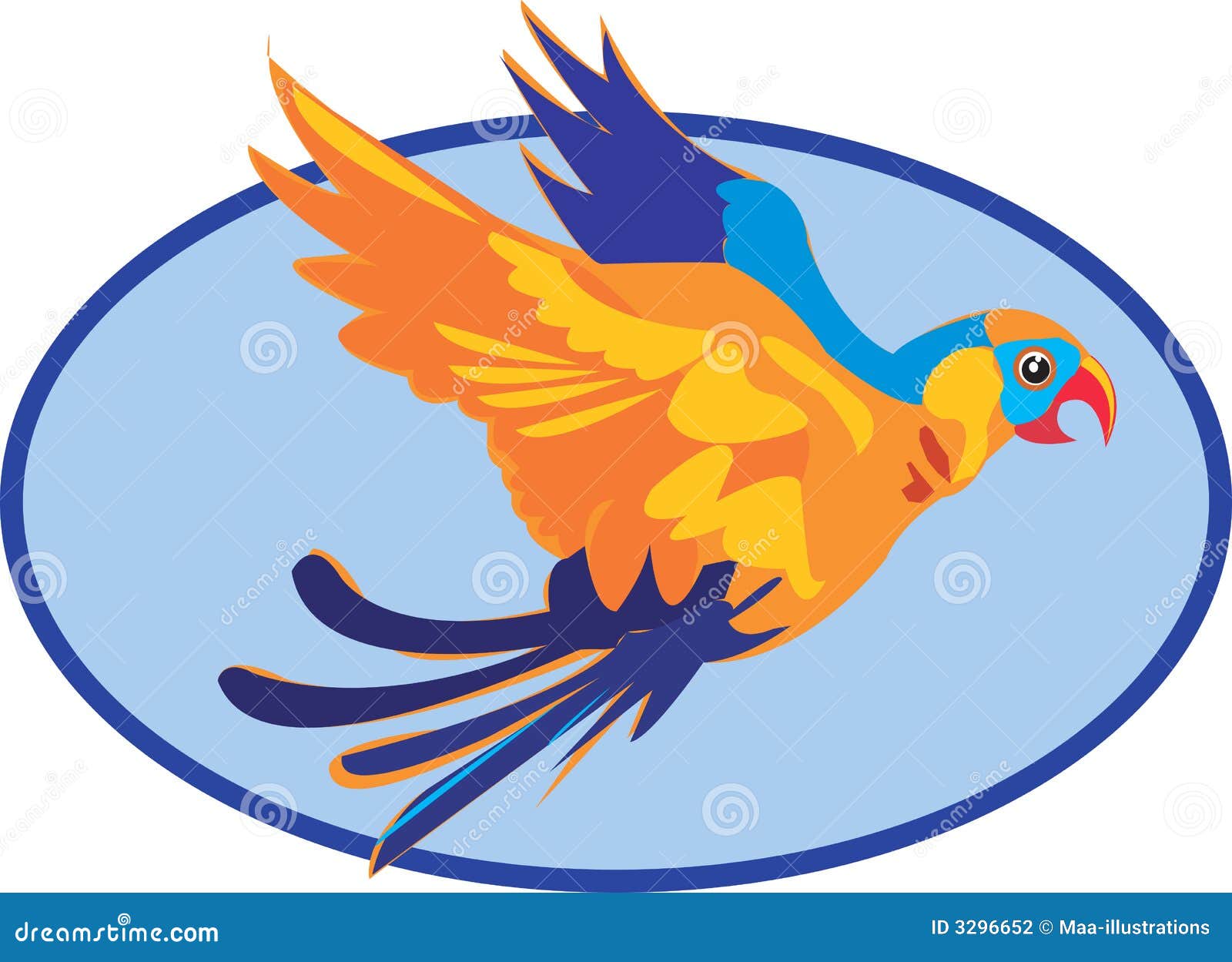 A Beautiful Macaw Parrot Sits In A Lush Forest, In The Background There ...