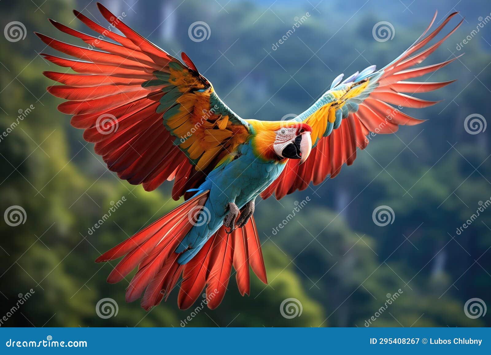 Beautiful Macaw Flying, Ara Arakanga Stock Illustration - Illustration ...