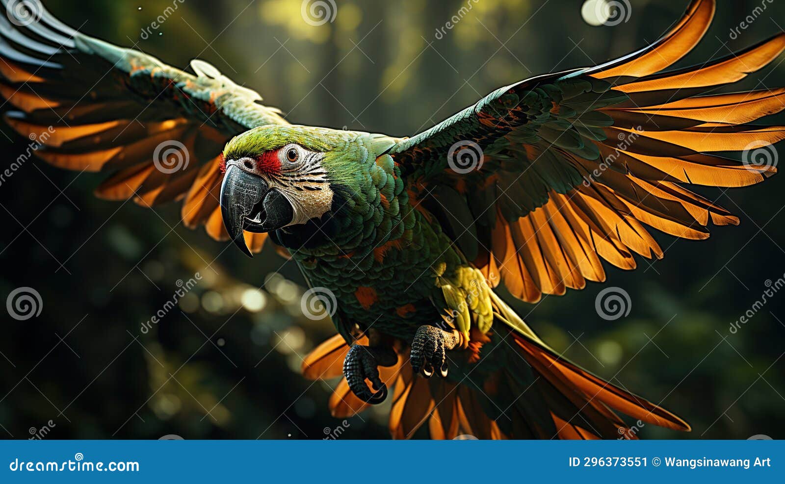 Beautiful Macaw Parrot Flying in the Jungle, Close Up Stock ...