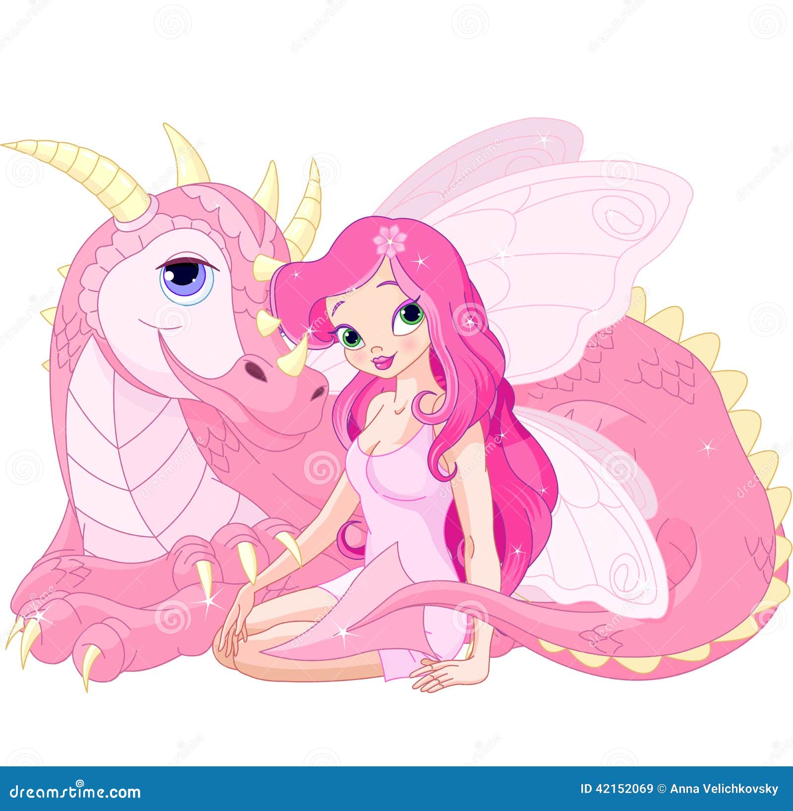 Beautiful Magic Dragon and Fairy Stock Vector - Illustration of ...