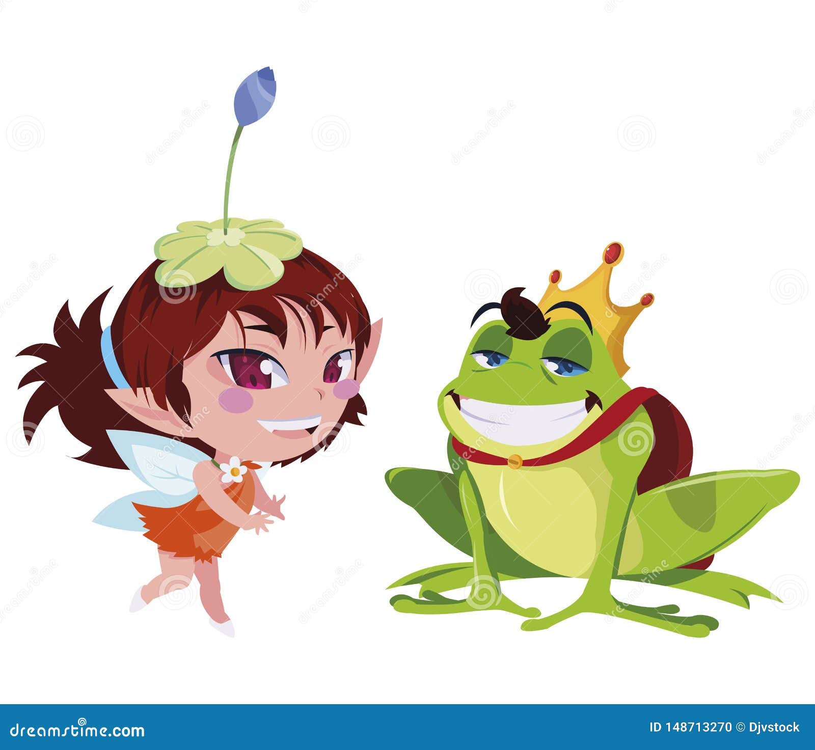 Beautiful Magic Fairy with Toad Prince Characters Stock Illustration ...