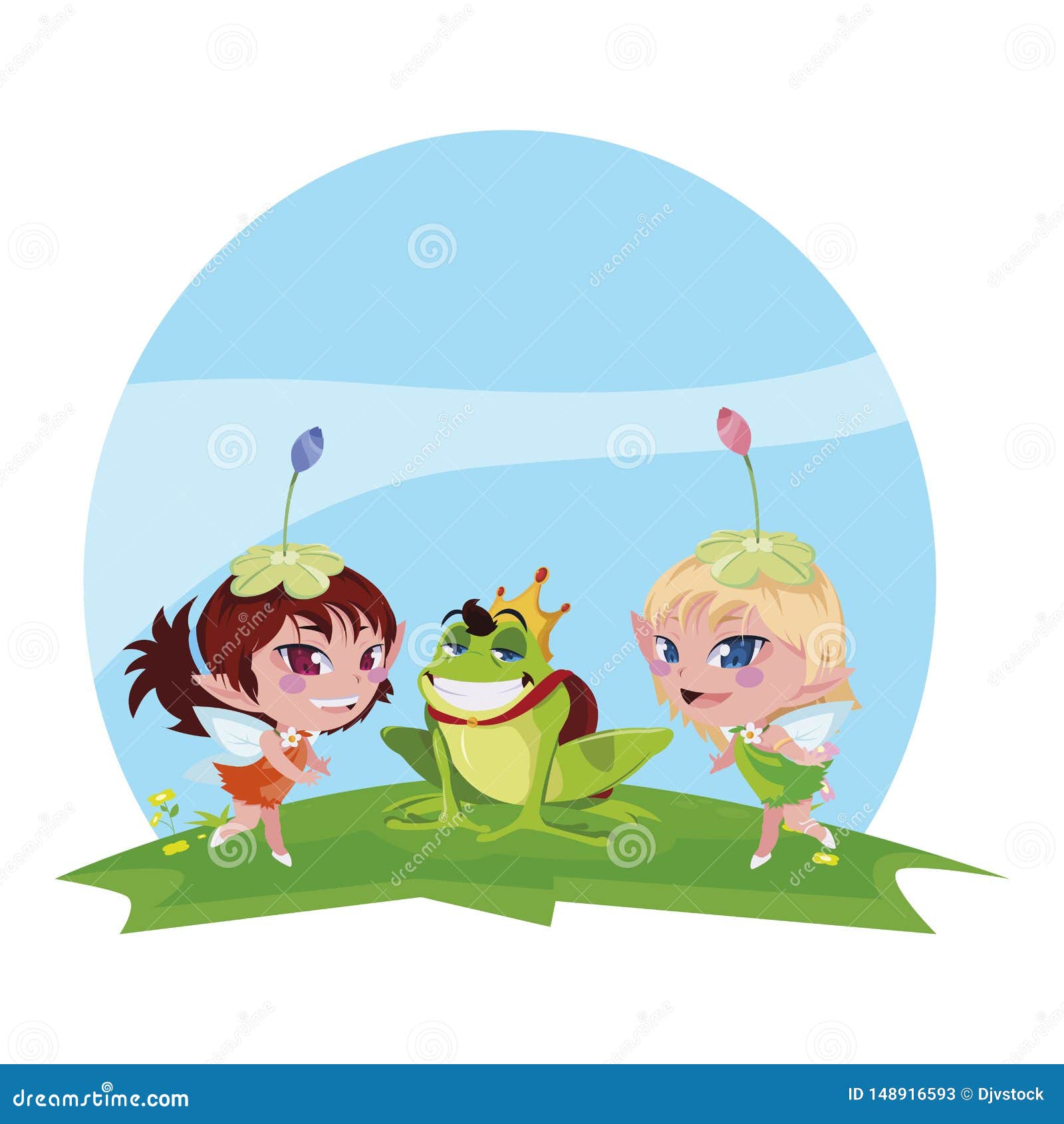 Beautiful Magic Fairy with Toad Prince in the Garden Stock Illustration ...