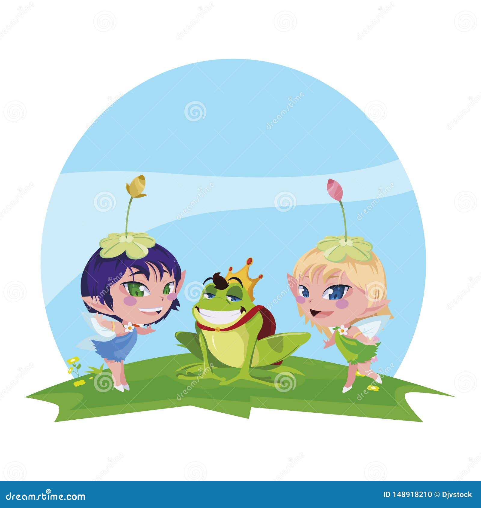 Beautiful Magic Fairy with Toad Prince in the Garden Stock Illustration ...