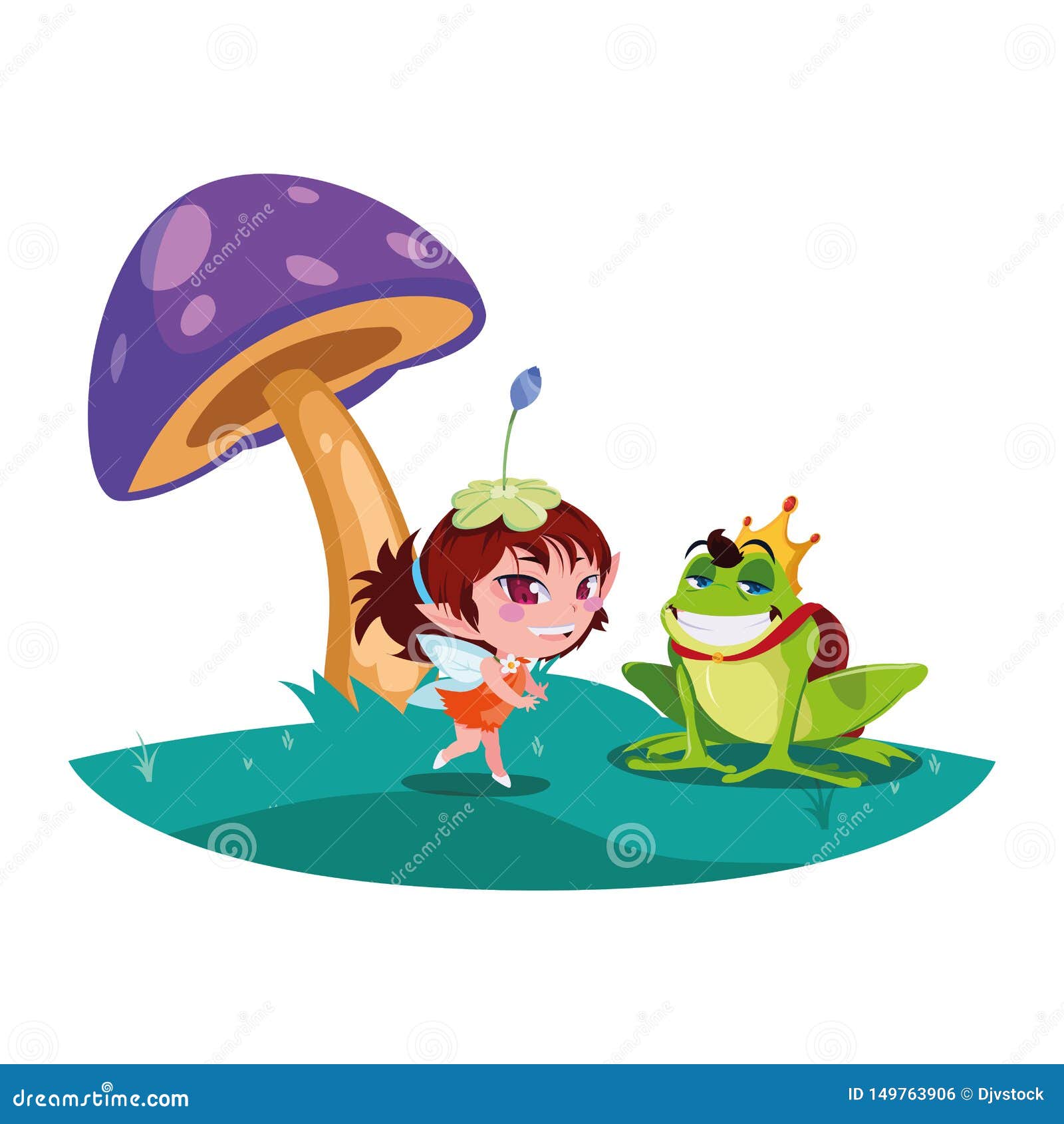 Beautiful Magic Fairy with Toad Prince in the Garden Stock Illustration ...