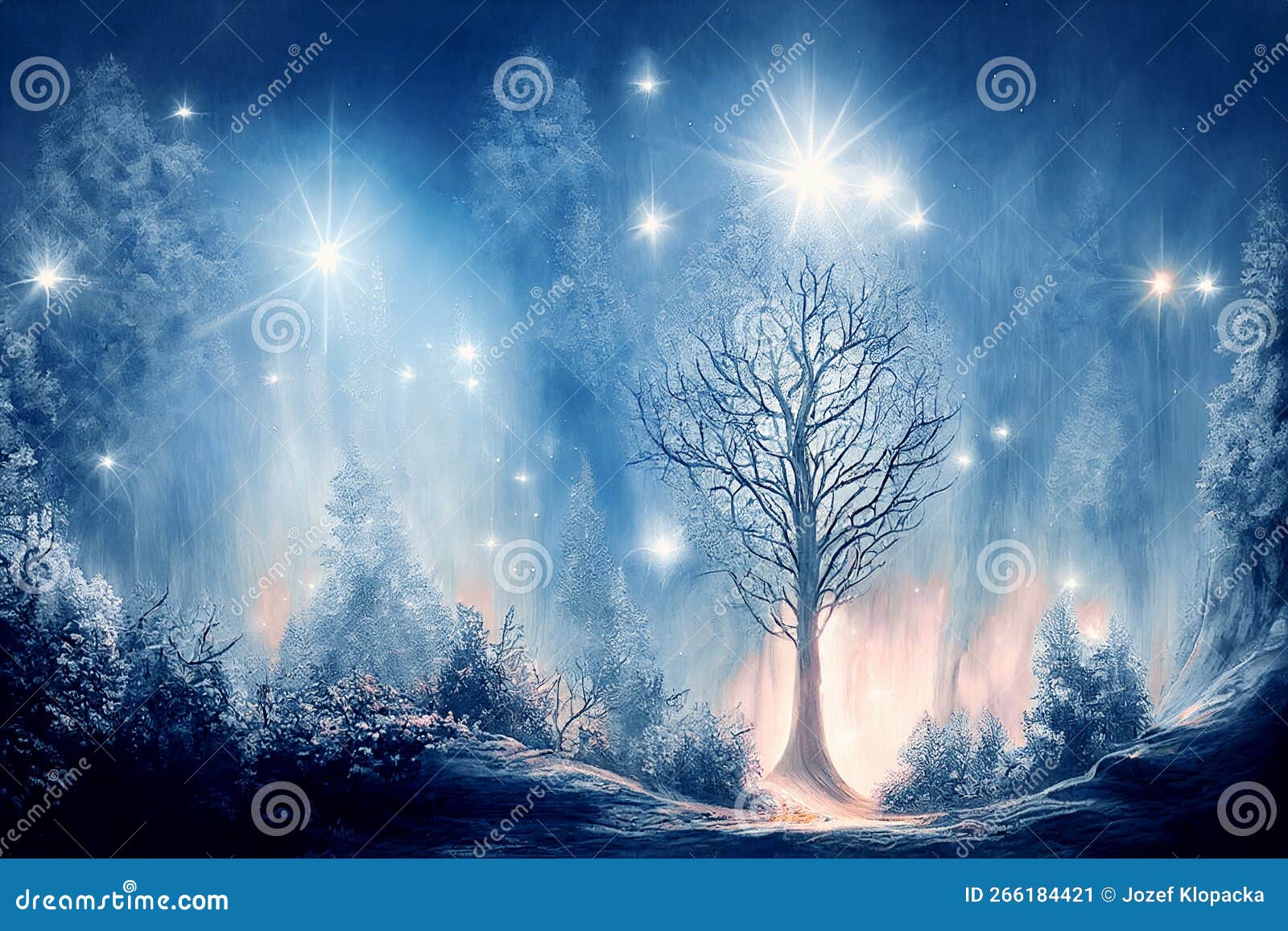 Beautiful Magic Night Forest. Digital Art Stock Illustration ...