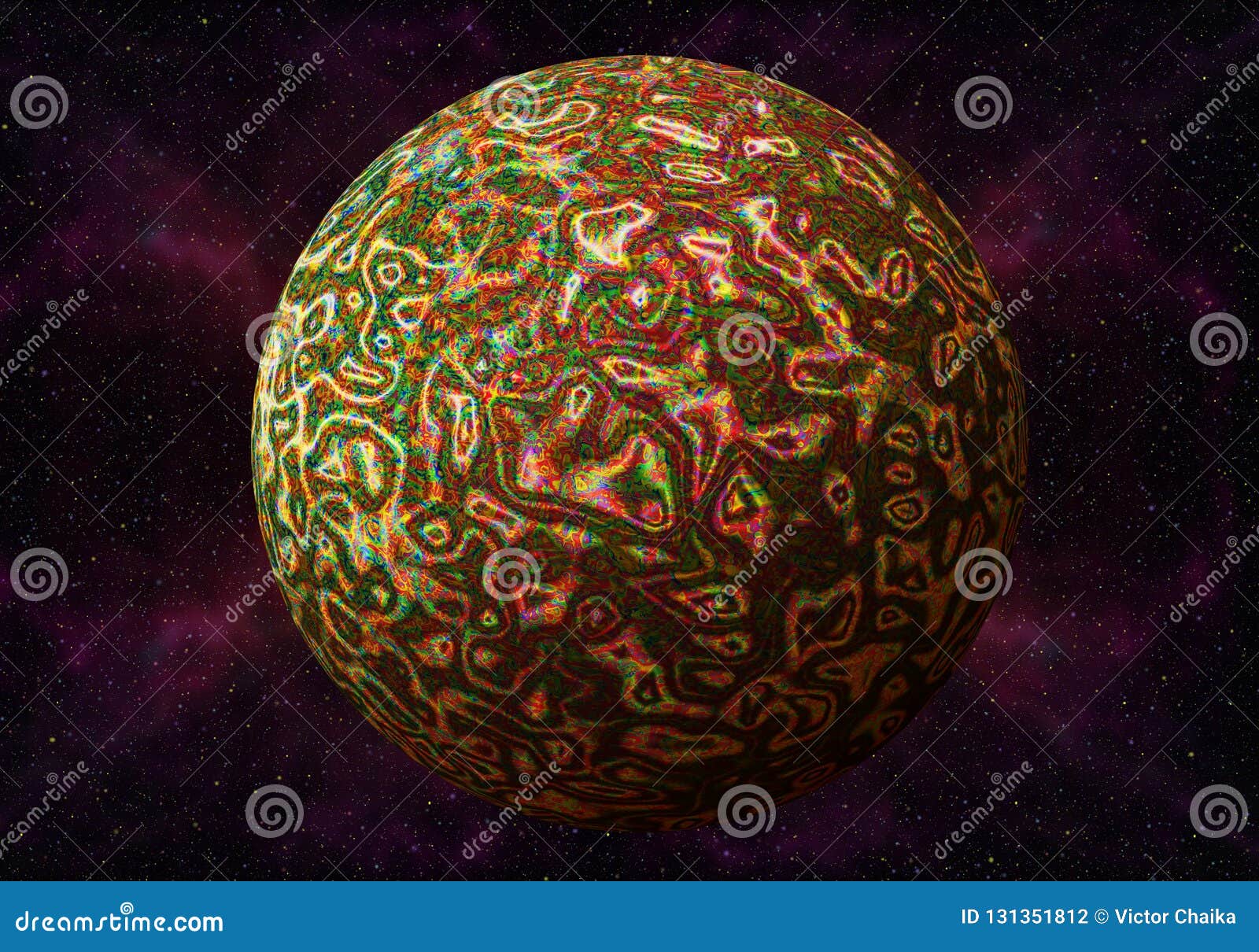 A Beautiful Magic Sphere with a Pattern of Waves. Stock Illustration ...