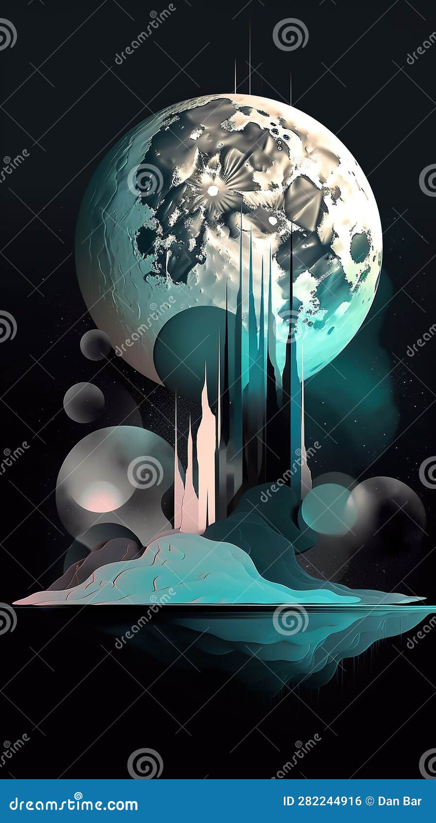 A Beautiful Magical Landscape Featuring the Moon. Generative AI Stock ...