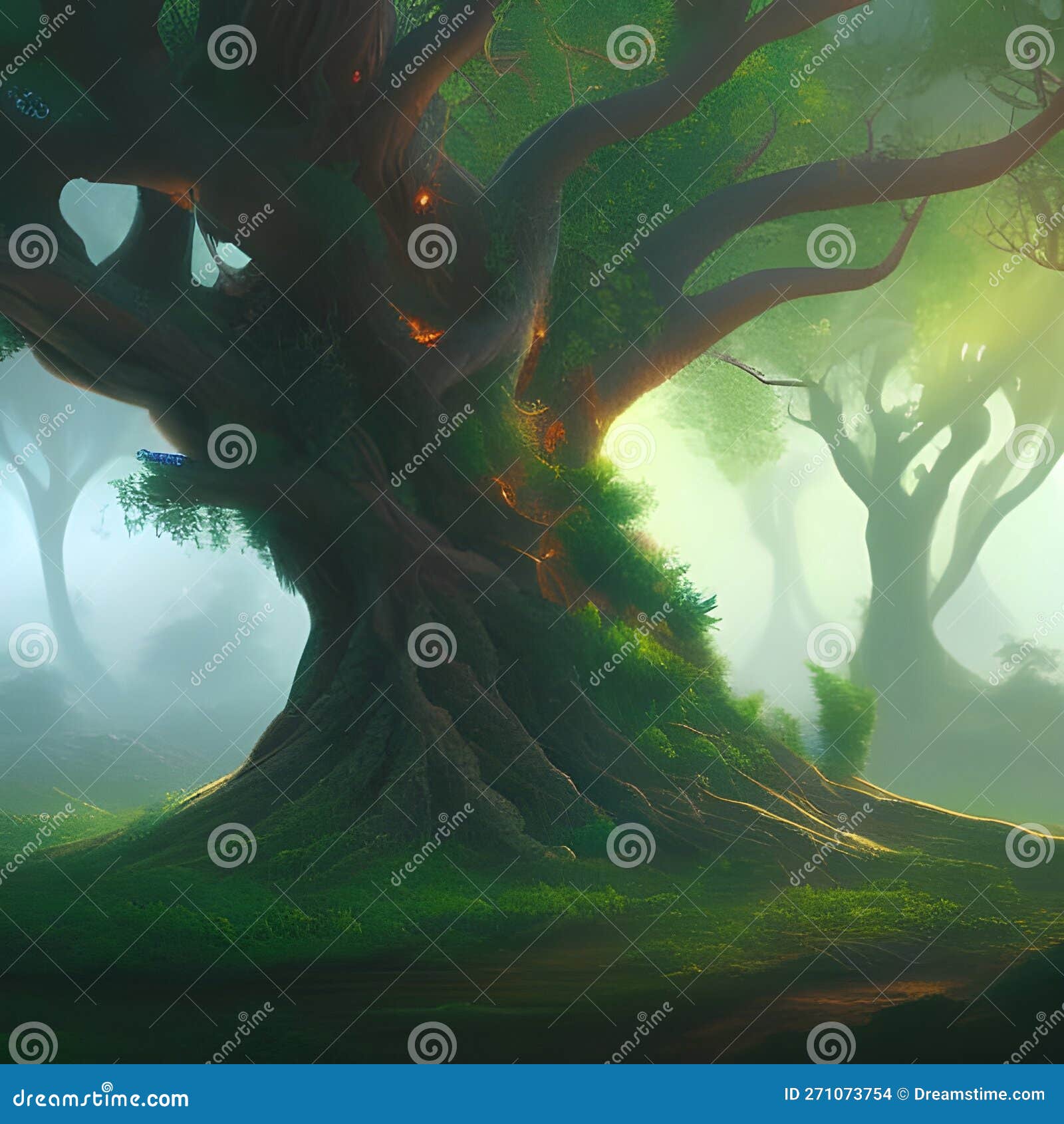 Beautiful Magnificent Mighty Tree Stock Illustration - Illustration of ...