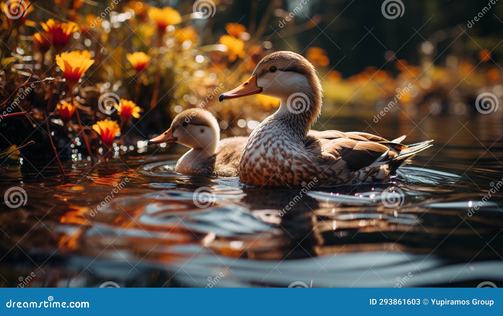A Beautiful Mallard Duck Quacks by the Tranquil Pond in Nature ...