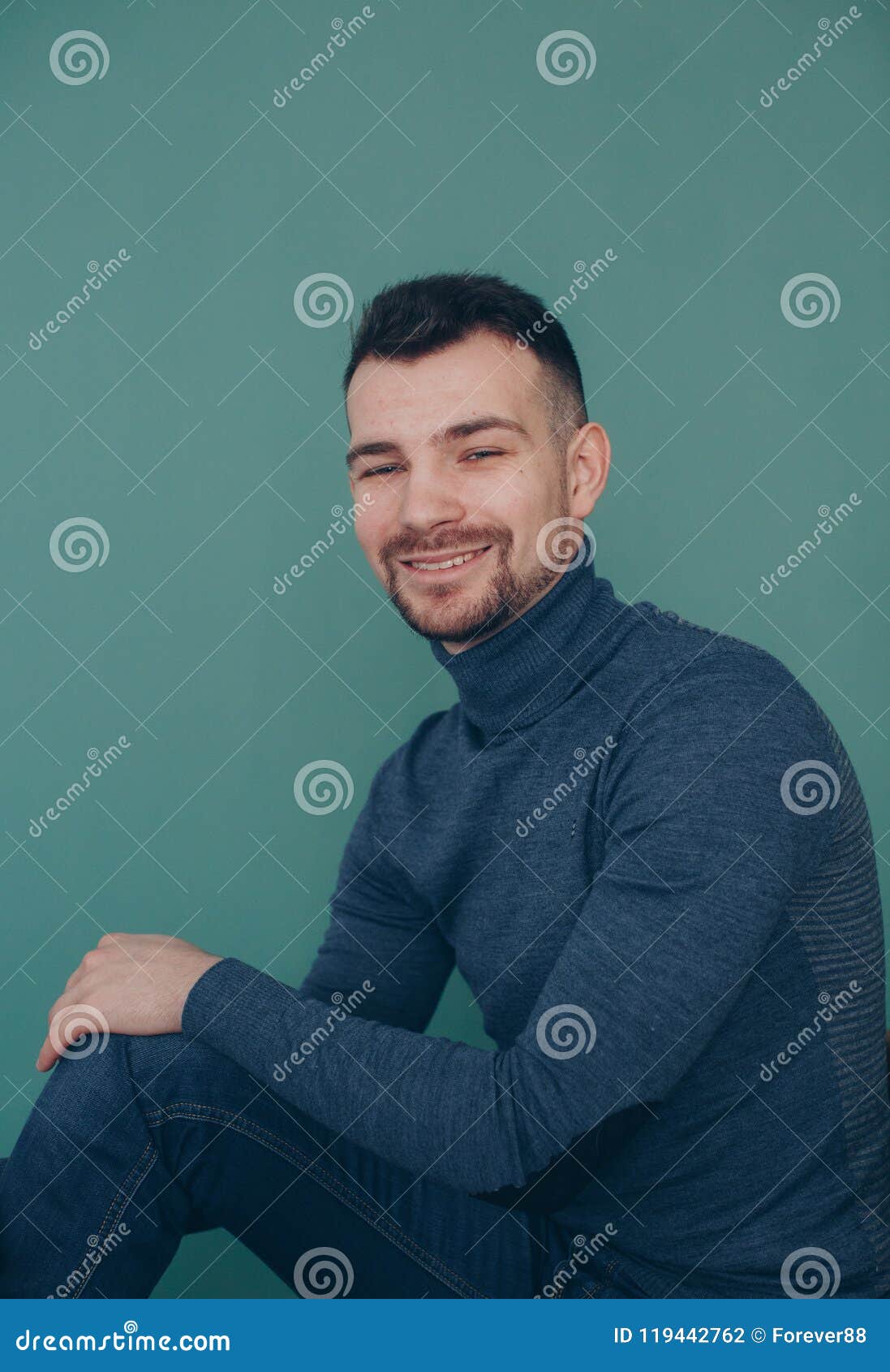 Beautiful Man on a Dark Green Background Stock Photo - Image of bedroom ...