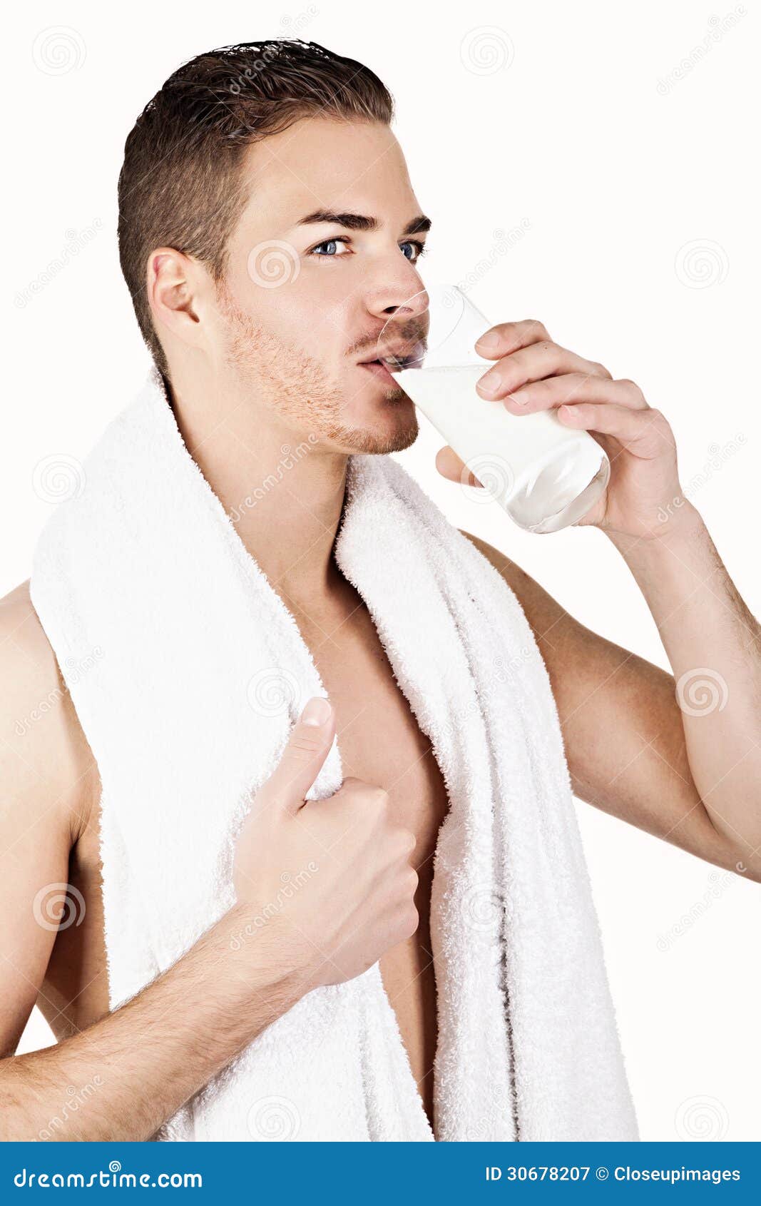 Beautiful Man Drinking Milk Stock Image - Image of sports, exempt: 30678207