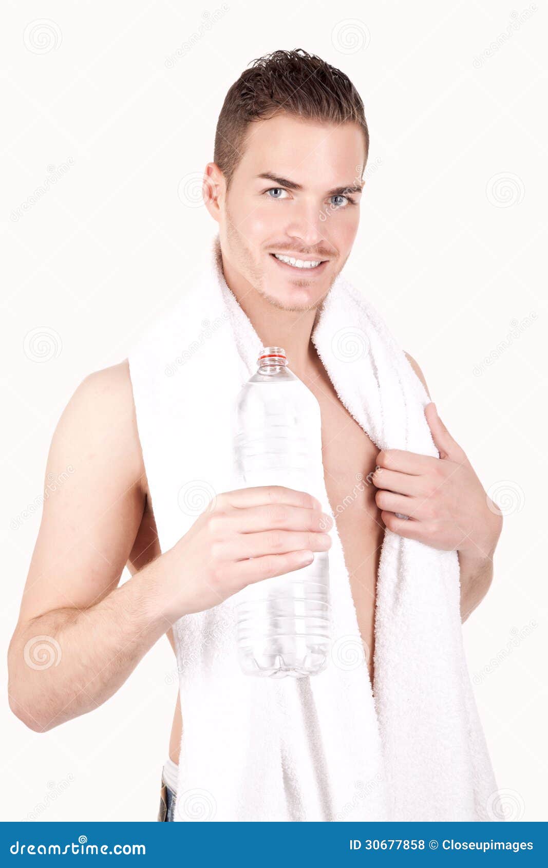 Beautiful Man Drinking Water Stock Photo - Image of sports, people ...