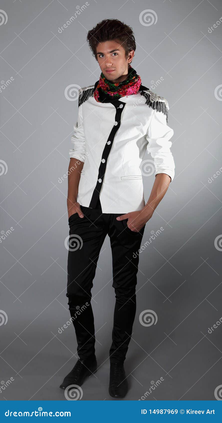Beautiful Man in Exclusive Design Clothes Stock Image - Image of ...