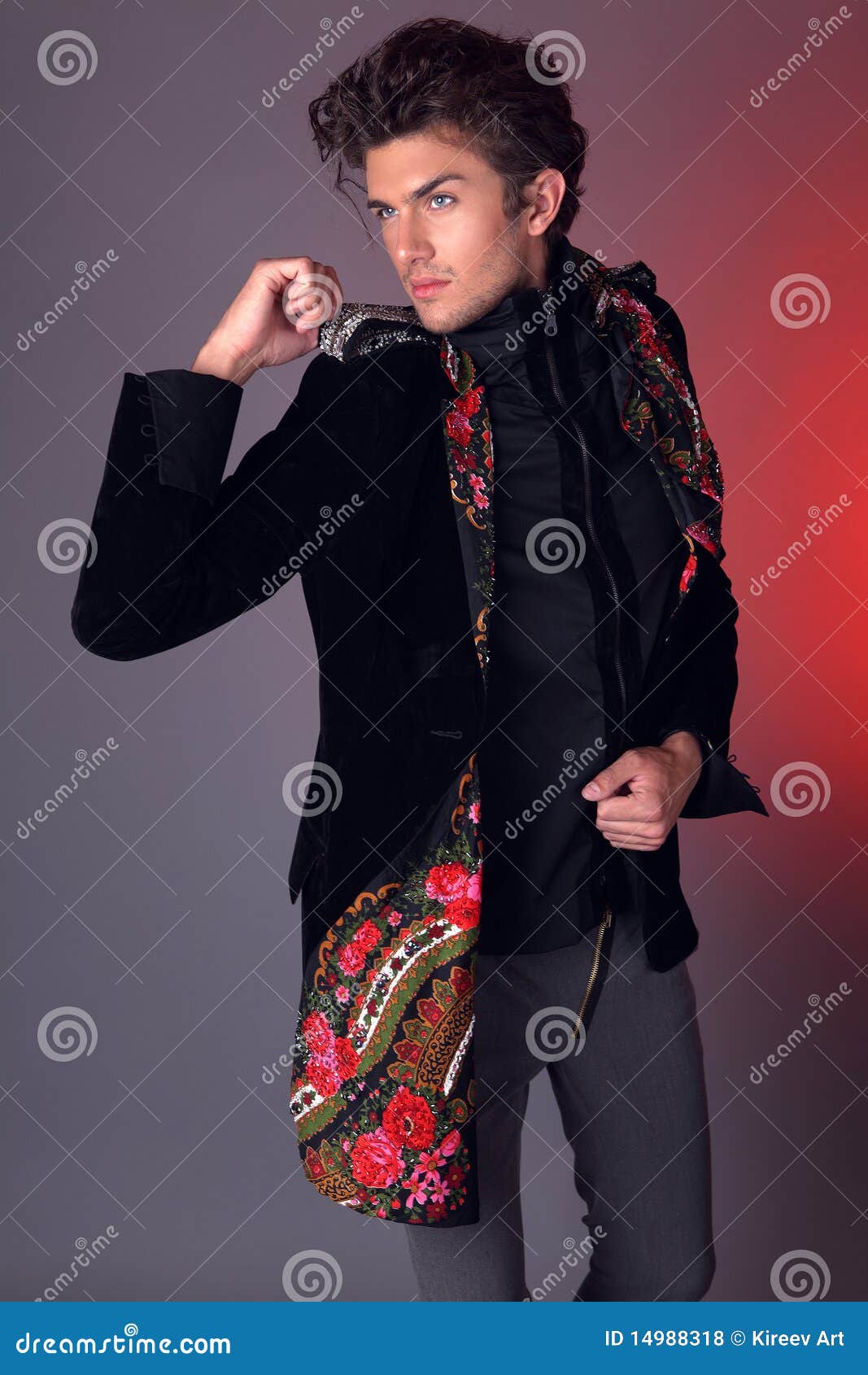 Beautiful Man in Exclusive Design Clothes Stock Photo - Image of ...