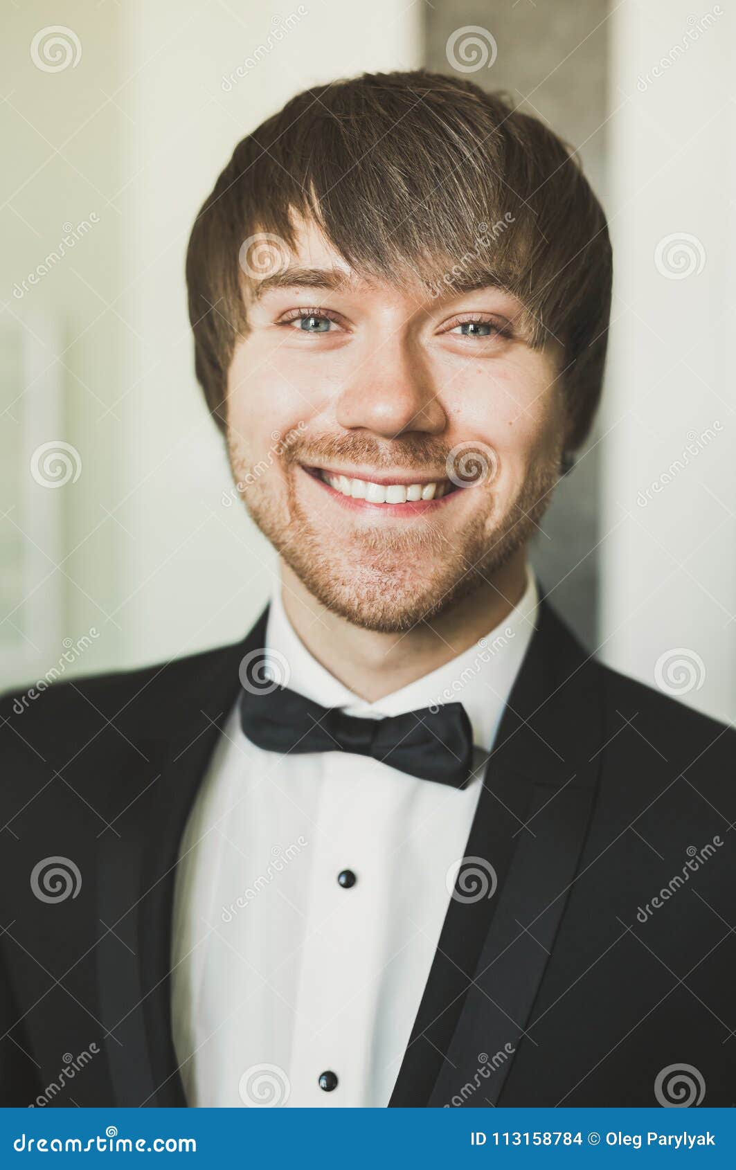Beautiful Man, Groom Posing and Preparing for Wedding Stock Photo ...