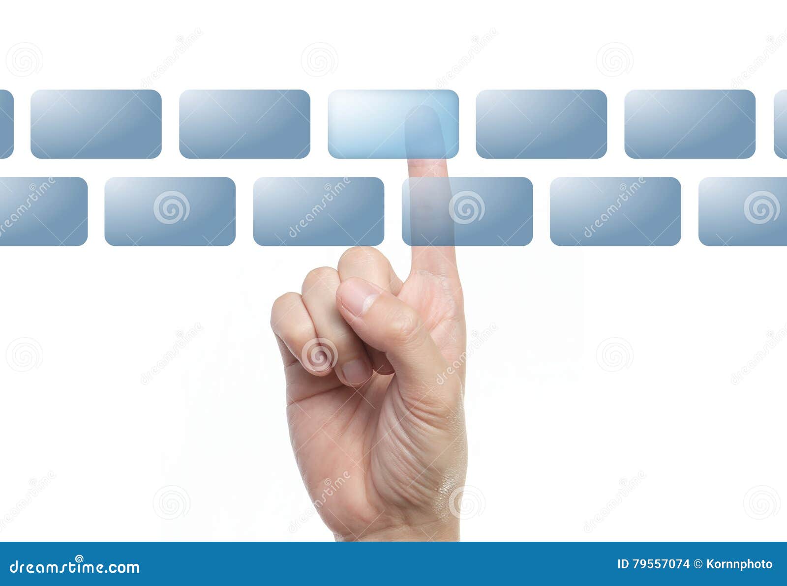 Beautiful Man Hand Press Blank Button Instant Stock Photo - Image of ...
