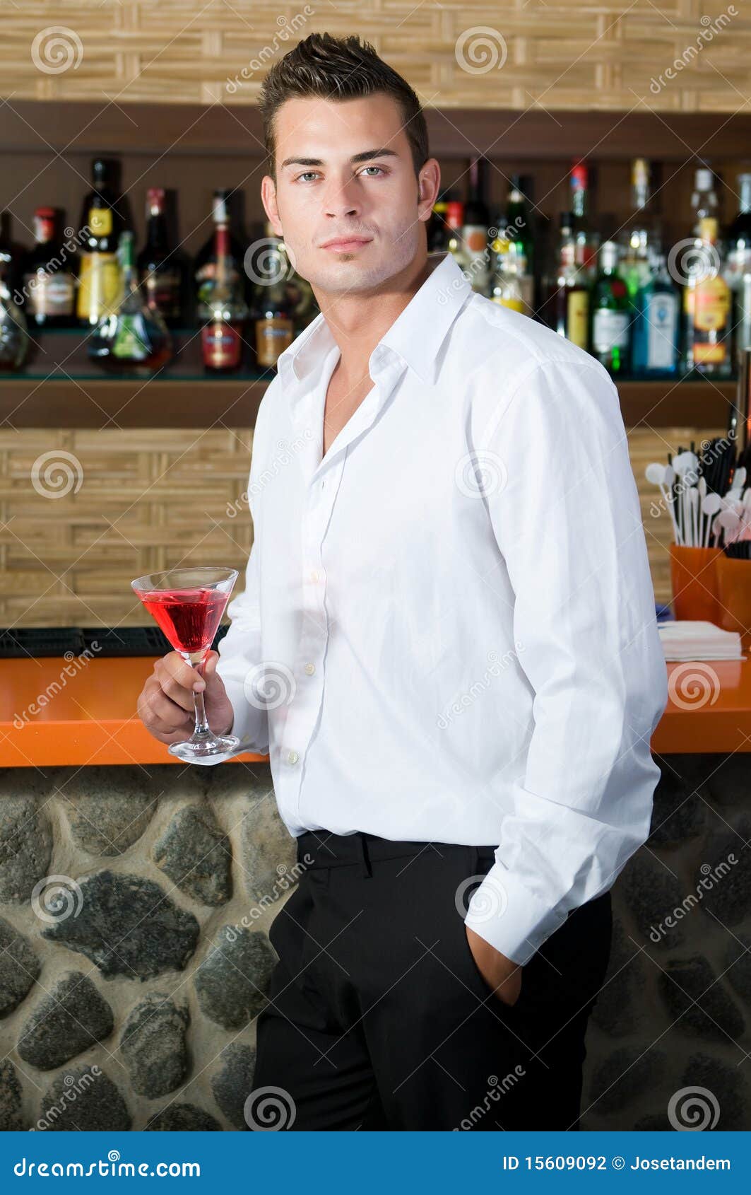 Beautiful Man Having a Martini Stock Photo - Image of adult, brandy ...