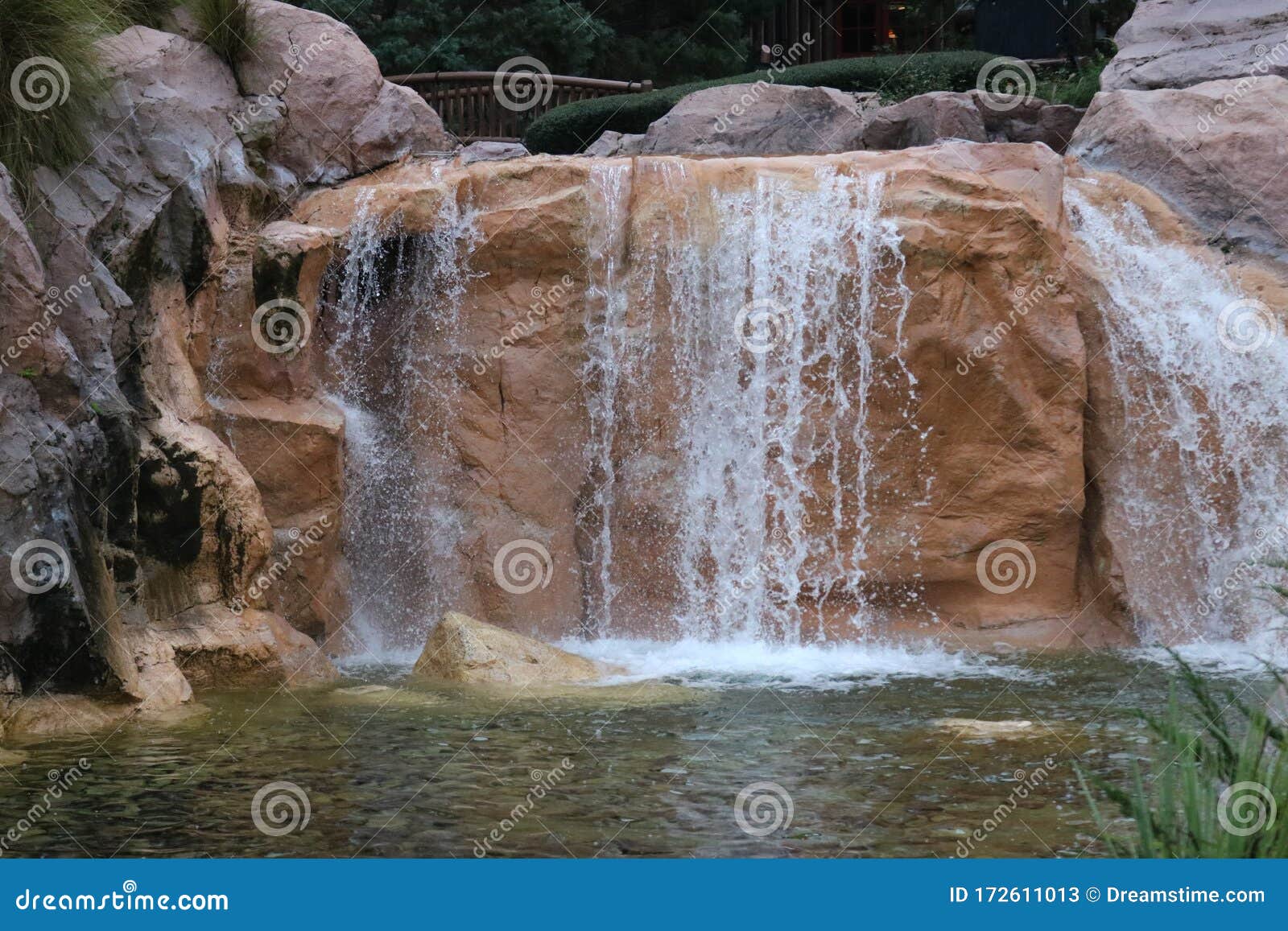 Beautiful Man-Made Waterfall Landscape Stock Image - Image of upscale ...