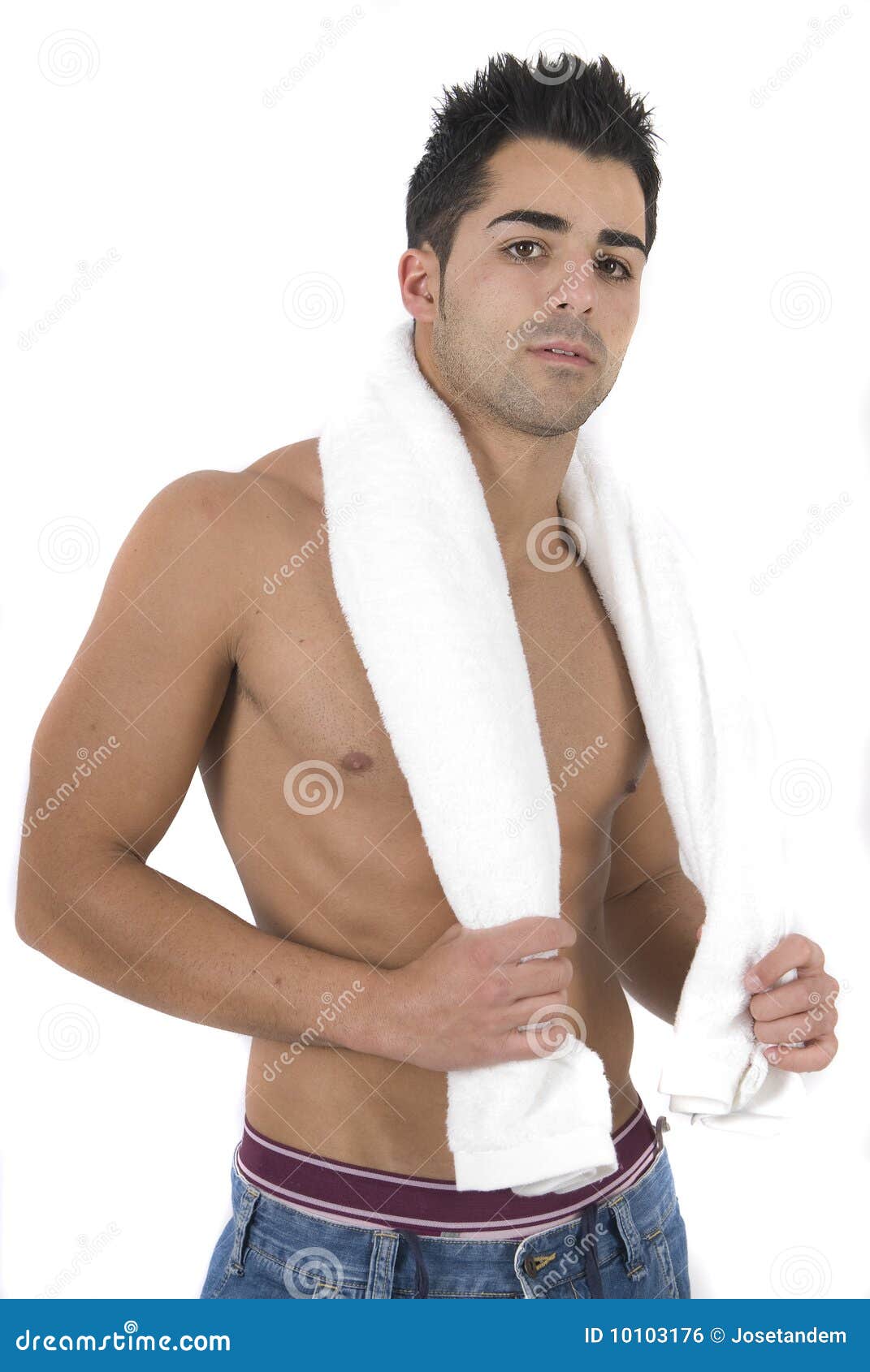Beautiful Man Seriously with Towel Stock Photo - Image of human, sweat ...