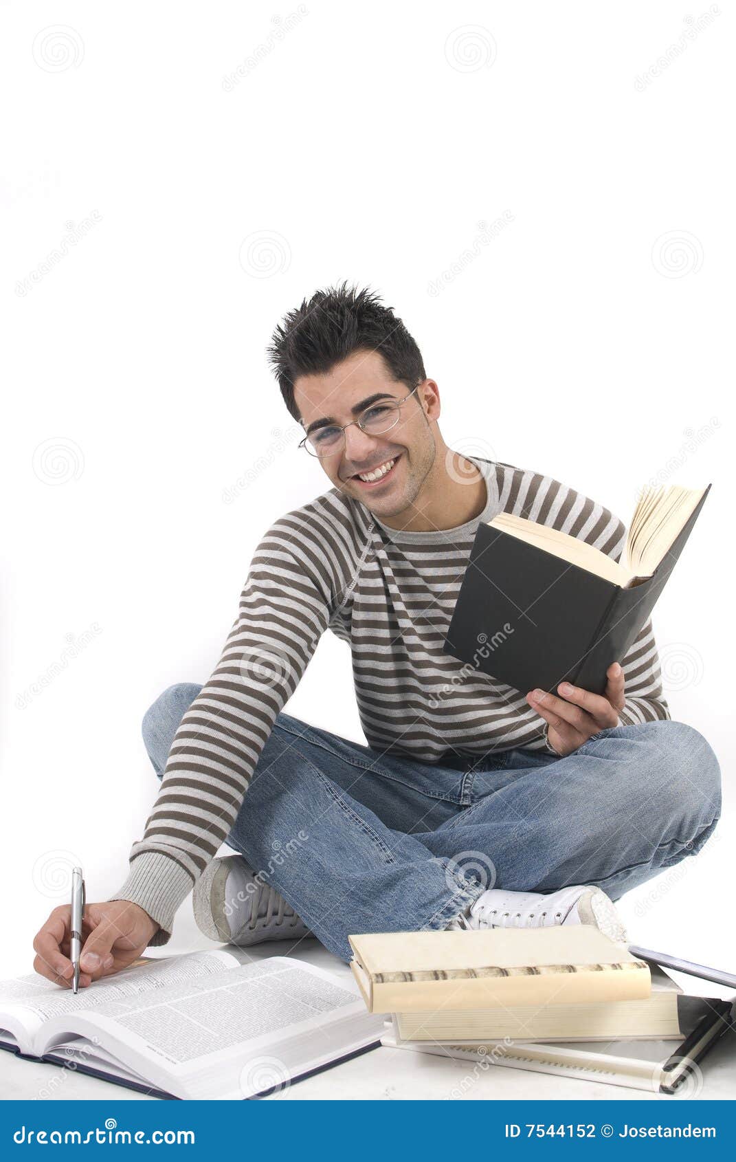 Beautiful Man Studying at the University Stock Photo - Image of book ...