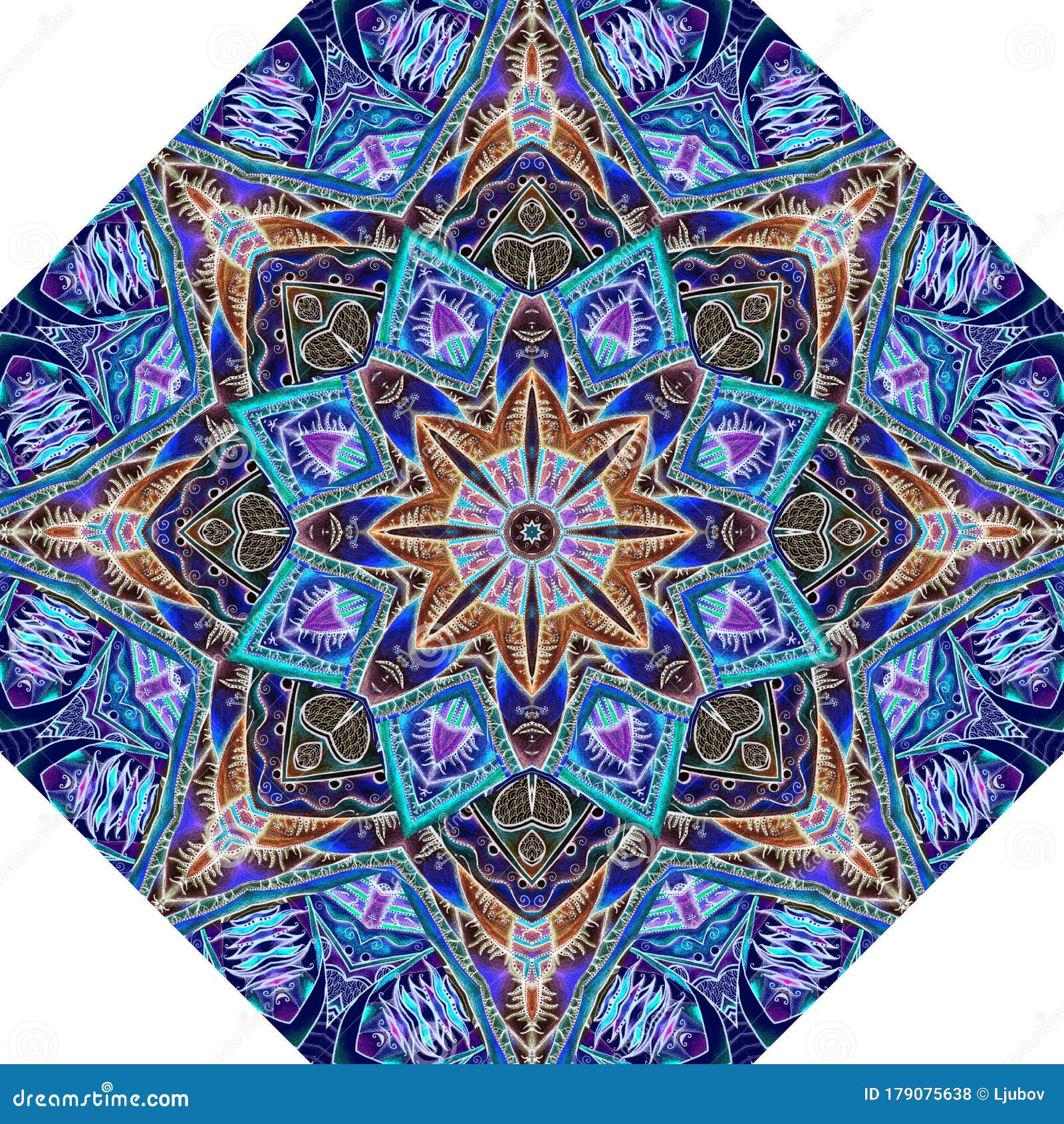 Beautiful Mandala in Octagonal Shape. Kaleidoscope Stock Illustration ...