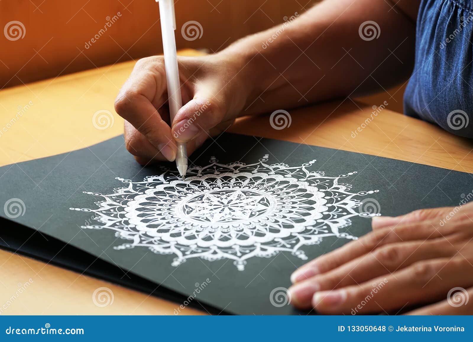 Beautiful Mandala Painted on a Paper Stock Photo - Image of color ...