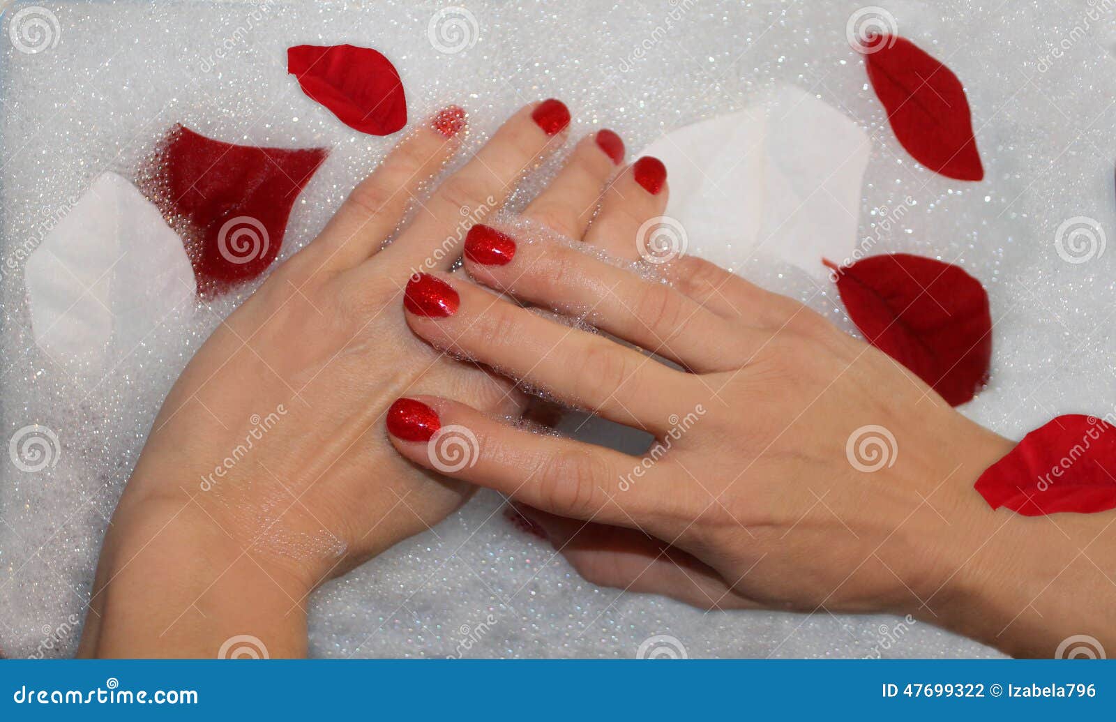 Beautiful Manicured Hands in Babbles Stock Photo - Image of salon ...
