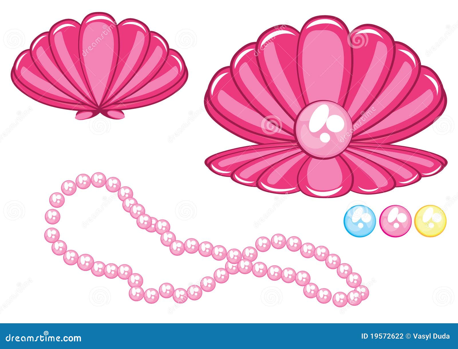 Beautiful Marine Cockleshell with a Pearl Stock Vector - Illustration ...