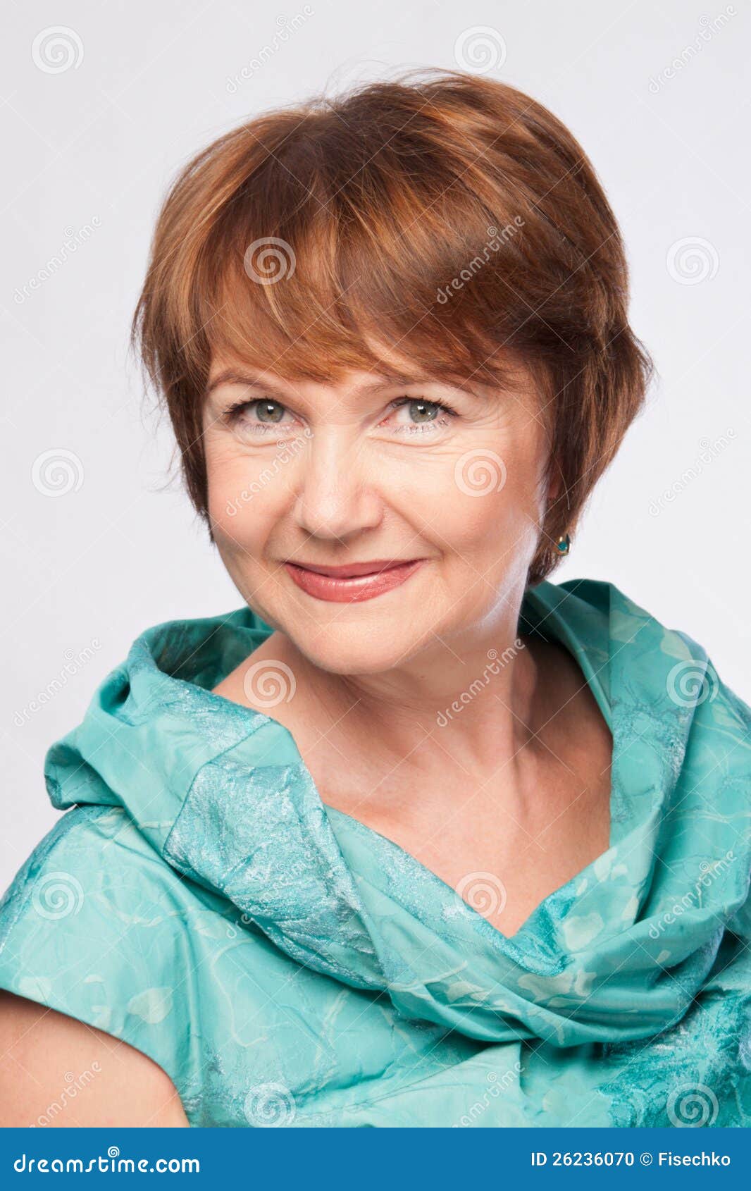 Beautiful Mature Woman in Turquoise Stock Photo - Image of happiness ...