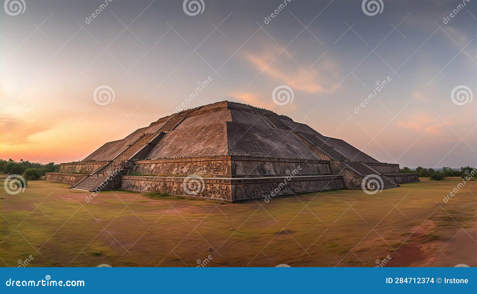 Beautiful Mayan Pyramid Complex at Sunset with Dramatic Sky Stock ...
