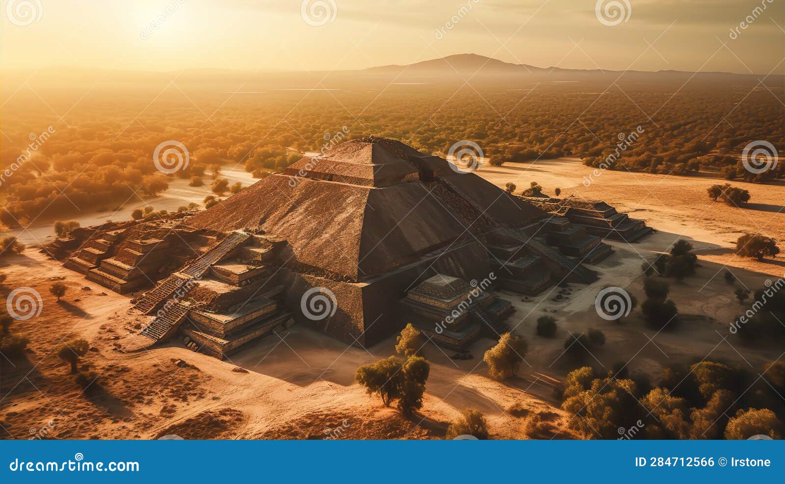 Beautiful Mayan Pyramid Complex at Sunset with Dramatic Sky Stock ...