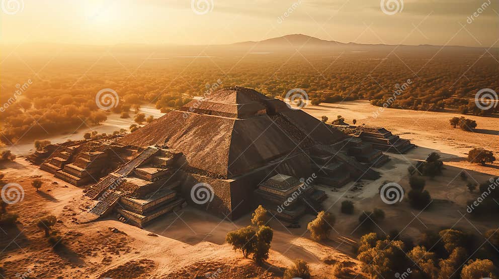 Beautiful Mayan Pyramid Complex at Sunset with Dramatic Sky Stock ...