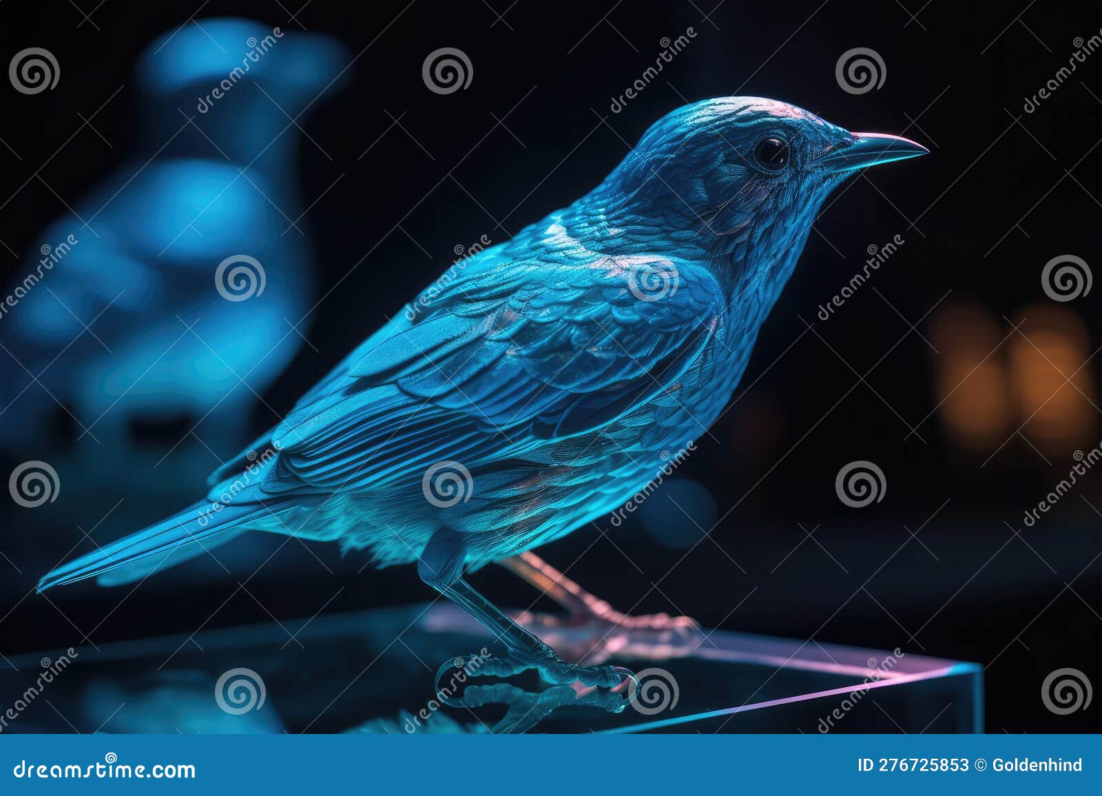 Beautiful Mechanical Blue Bird on Dark Background. Generative AI Stock ...