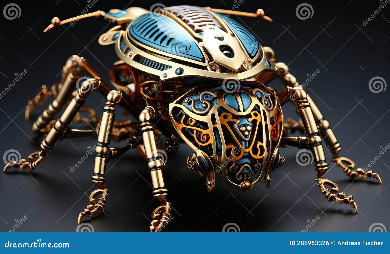 Beautiful Mechanical Bug, Steampunk Animal, 3d Illustration. Stock ...