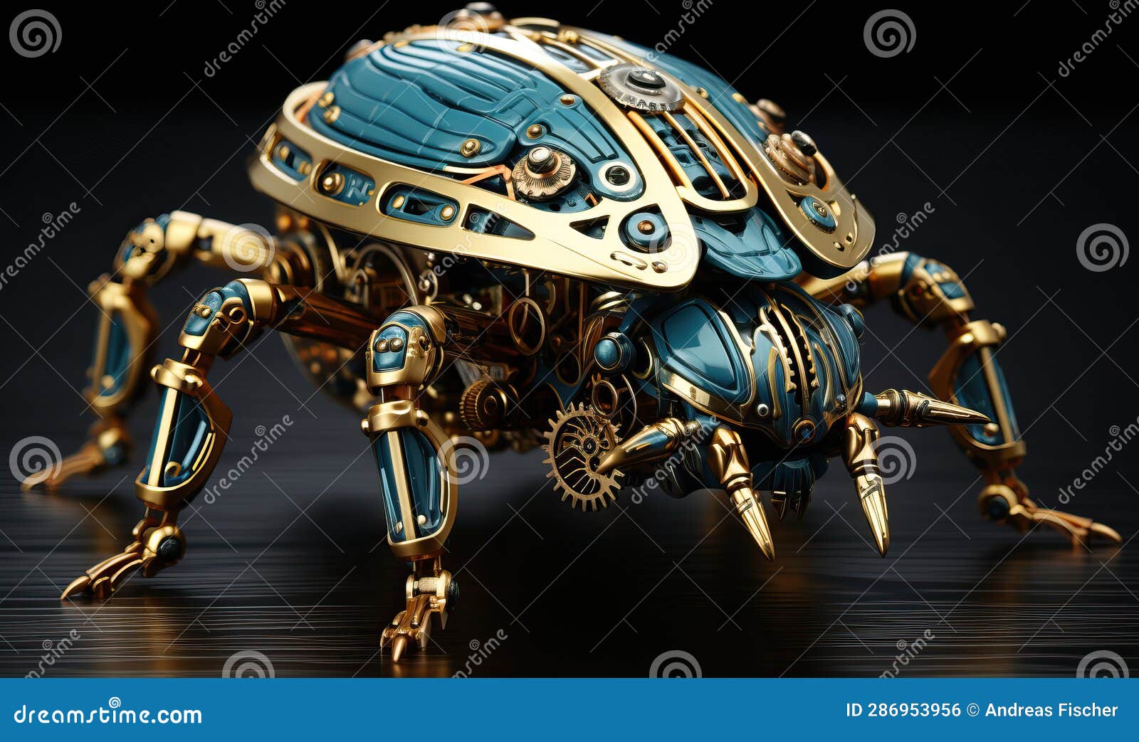 Beautiful Mechanical Bug, Steampunk Animal, 3d Illustration. Stock ...