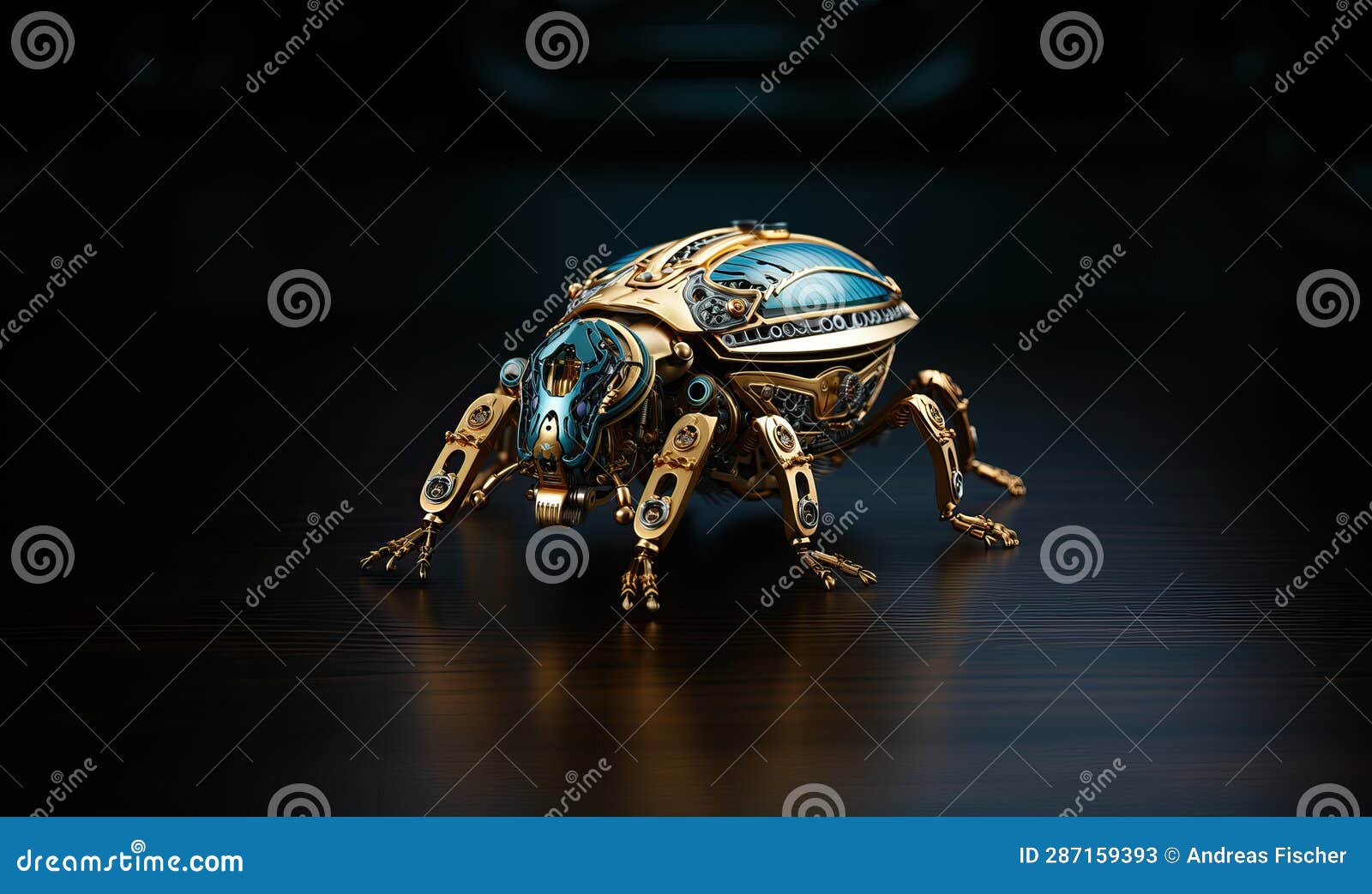 Beautiful Mechanical Bug, Steampunk Animal, 3d Illustration. Stock ...