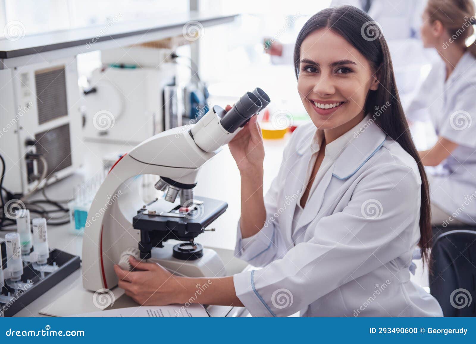 At the laboratory stock photo. Image of beaker, doctor - 293490600