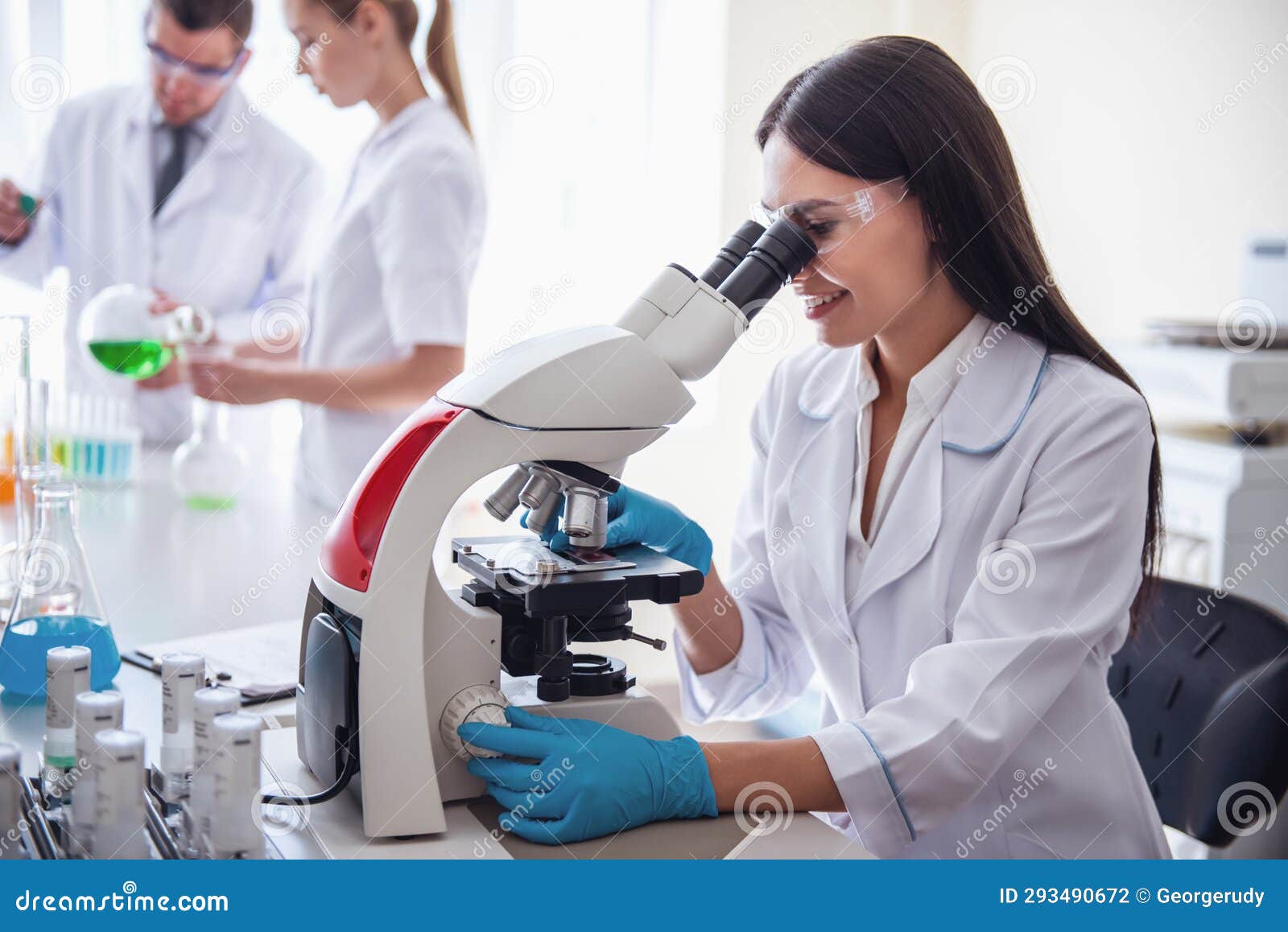 At the laboratory stock photo. Image of analyzing, laboratory - 293490672