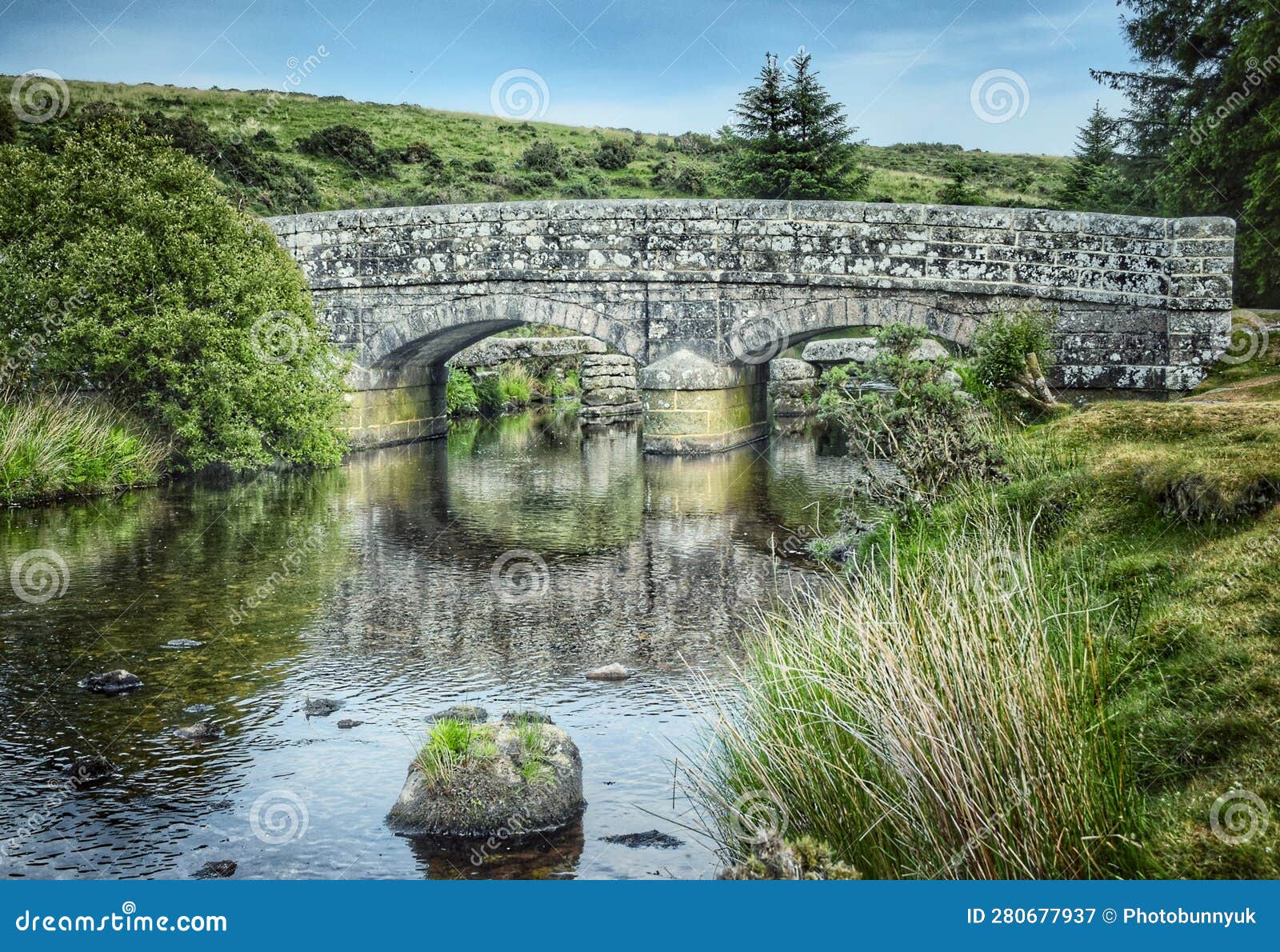 A Beautiful Medieval Bridge at Hexworthy, Devon. Stock Image - Image of ...
