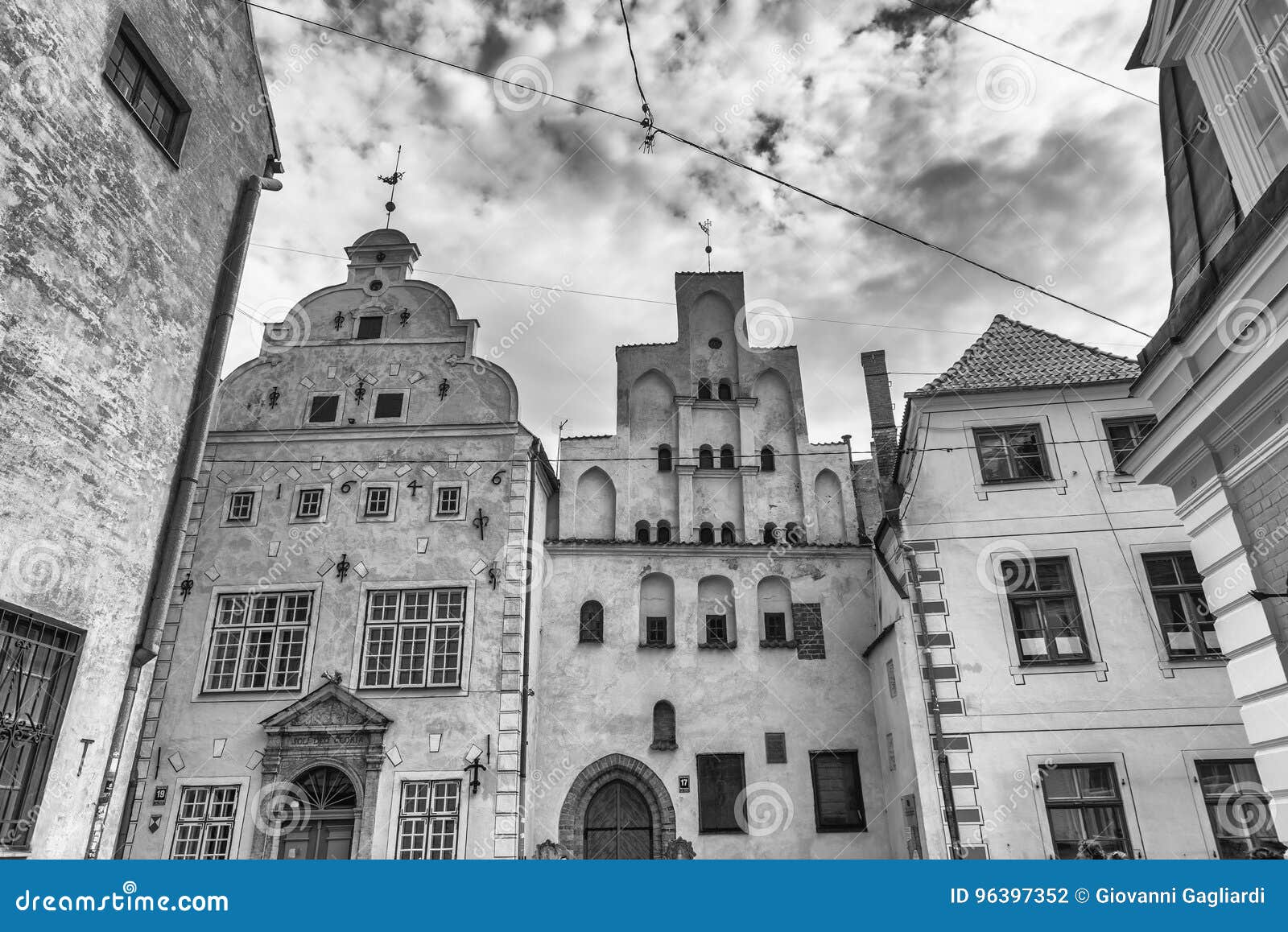 Beautiful Medieval Buildings of Riga, Latvia. the Three Brothers Stock ...