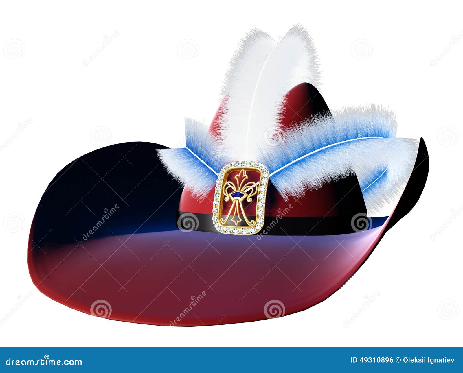 Beautiful Medieval Hat with Gold Jewelry and Feathers Stock ...