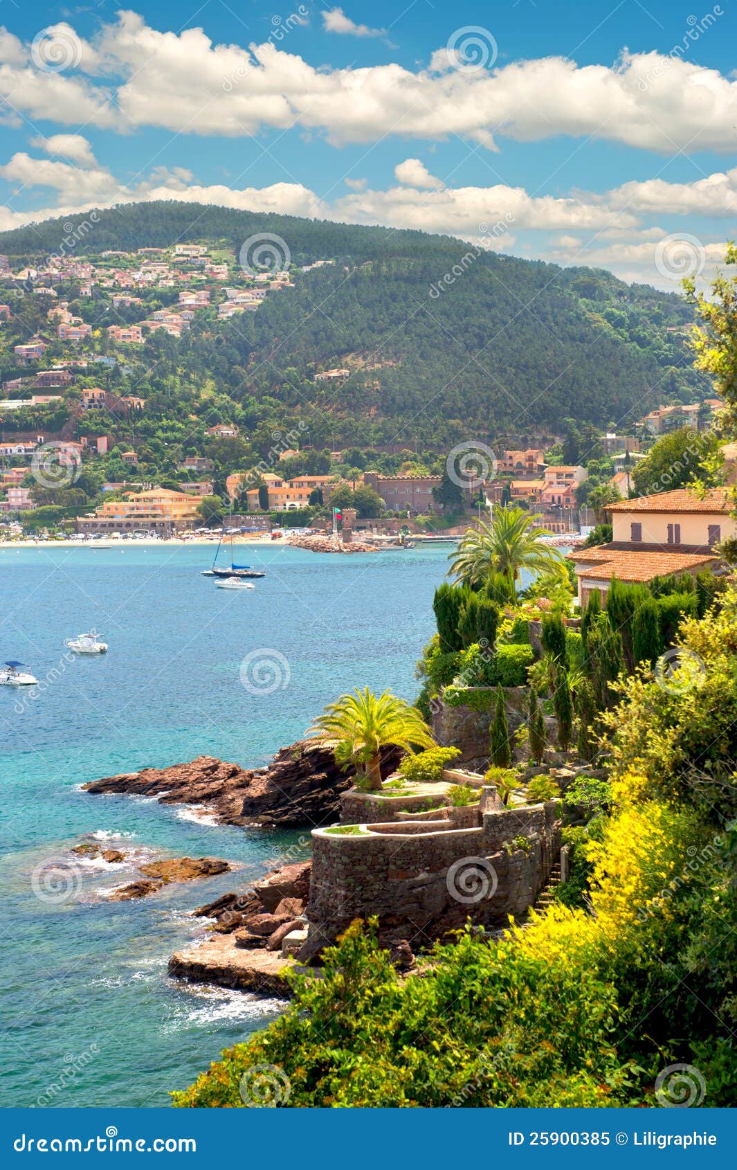 Beautiful Mediterranean Landscape Stock Image - Image of cote, boat ...