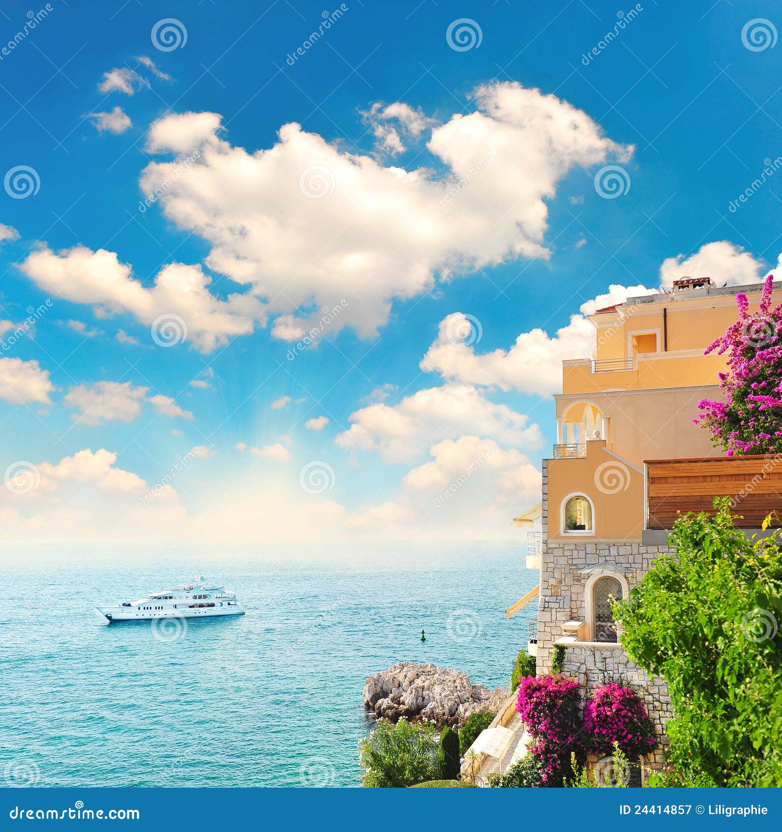 Beautiful Mediterranean Landscape. View of Sea Stock Image - Image of ...