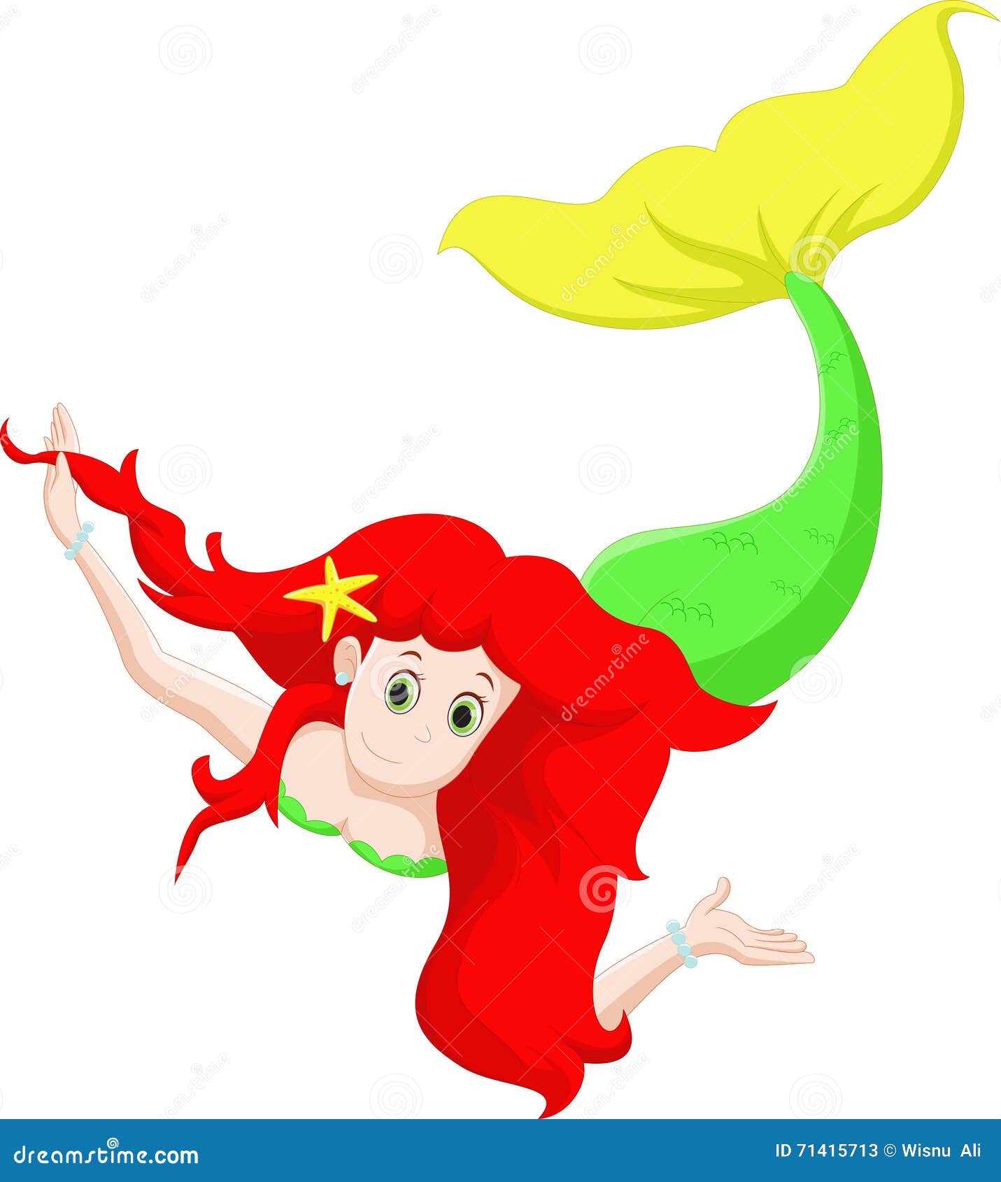 Beautiful mermaid cartoon stock vector. Illustration of princess - 71415713